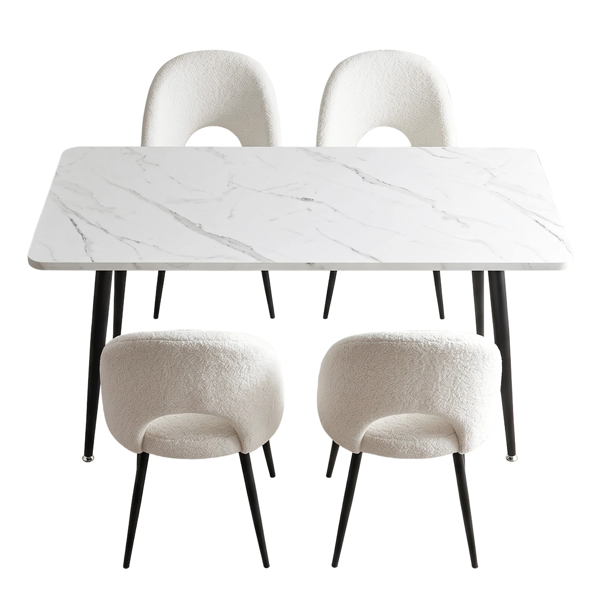 Artiss Dining Table and Chairs Set 5pcs Kitchen Furniture Marble ...