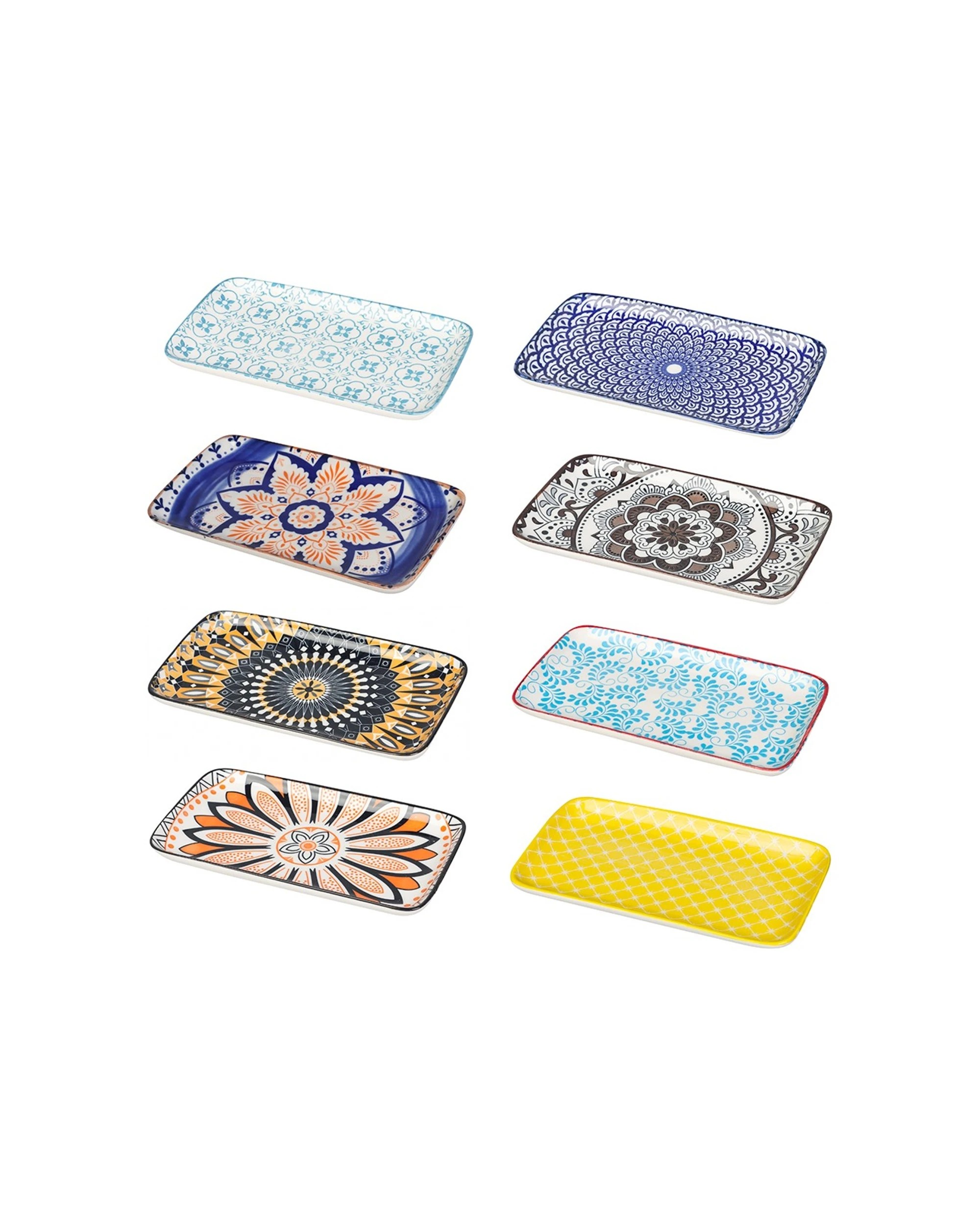 Lemon & Lime 4PK Moroccan Deco Ceramic Rectangle Platter 20.5x11cm ...