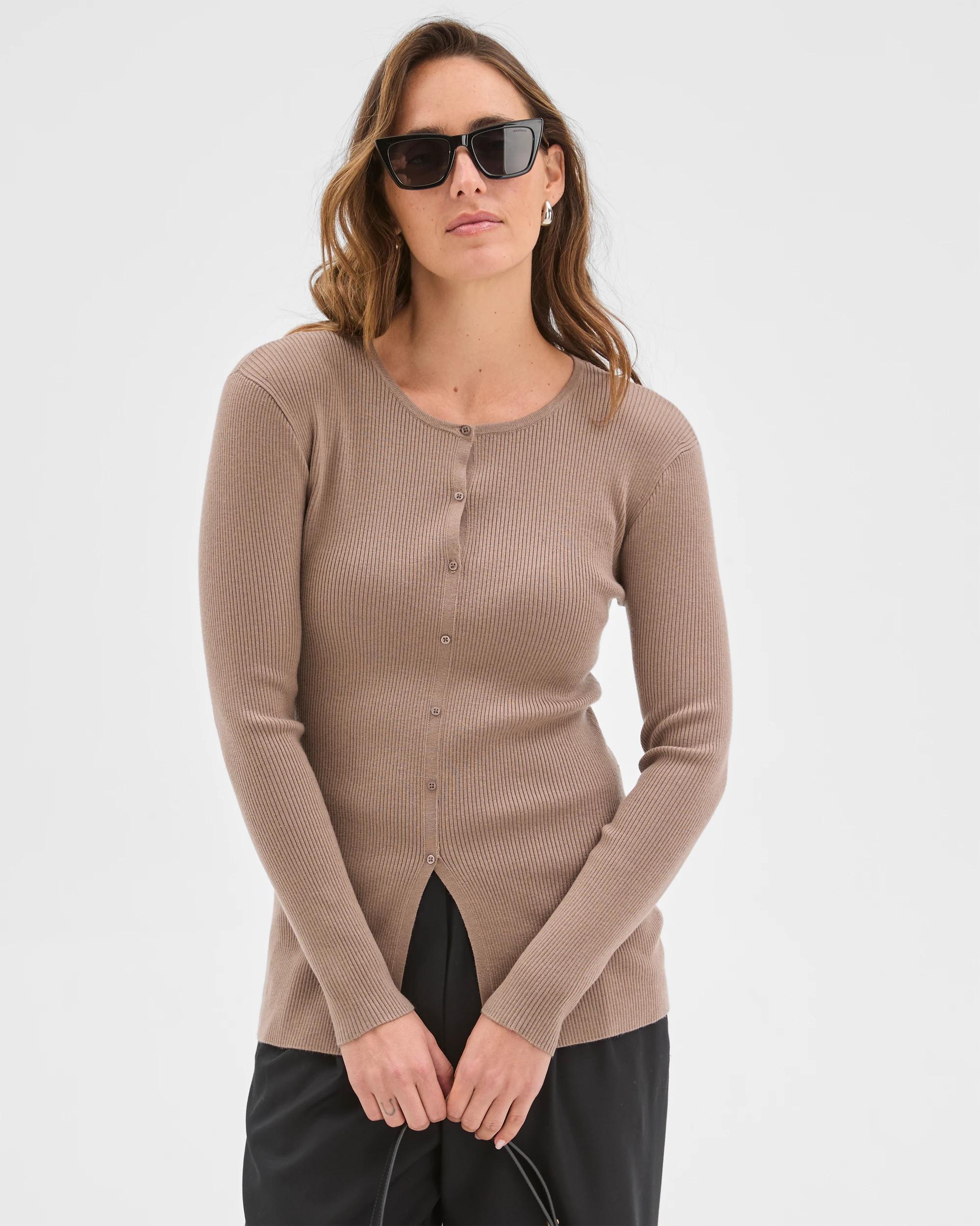 Preview Long Sleeve Button Detail Knit Top - Kmart
