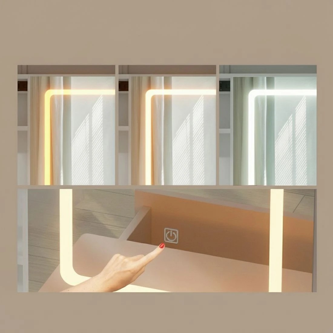 Artiss Dressing Table Vanity Desk Set Stool Led - White - Kmart