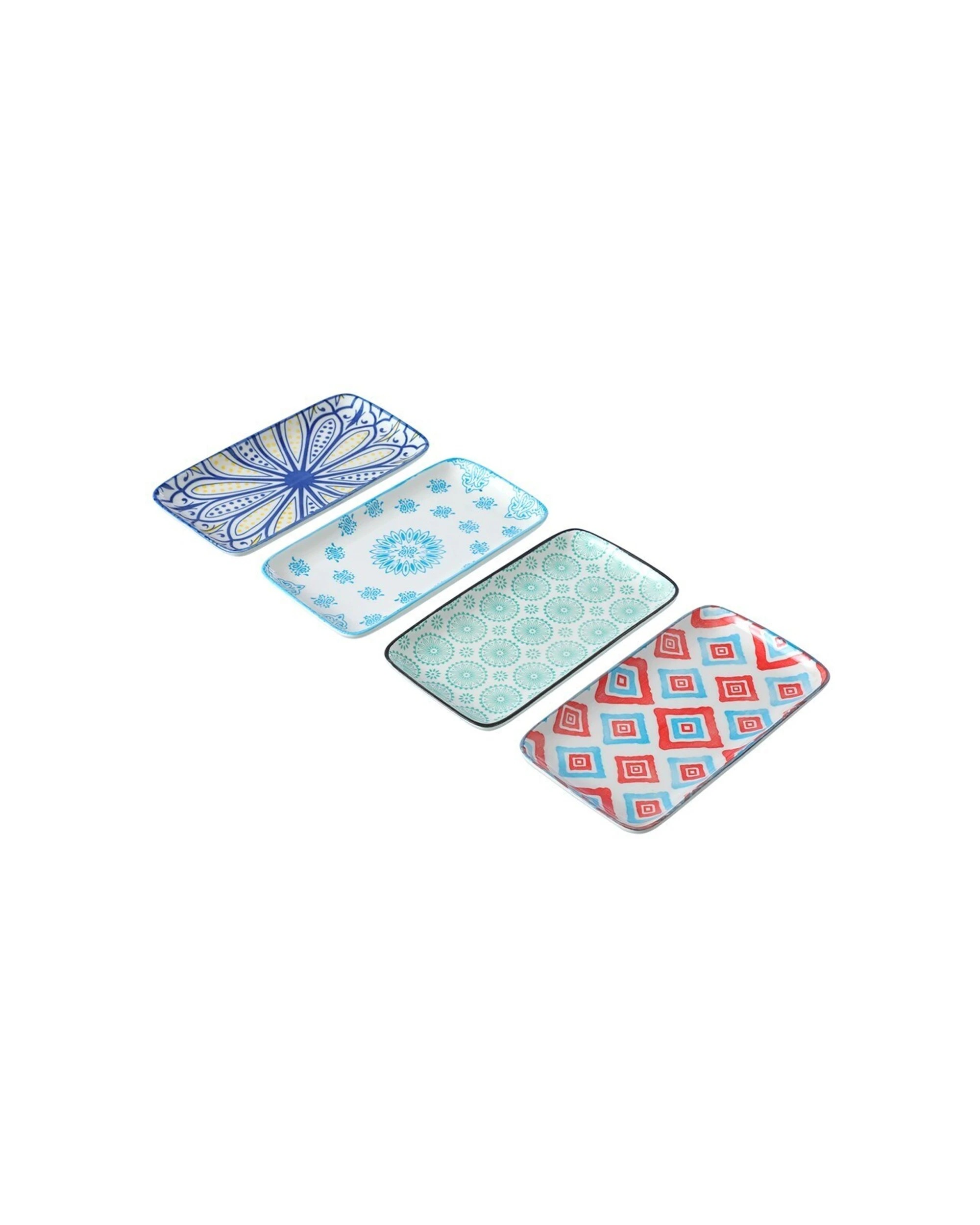 Lemon & Lime 4PK Moroccan Deco Ceramic Rectangle Platter 20.5x11cm ...