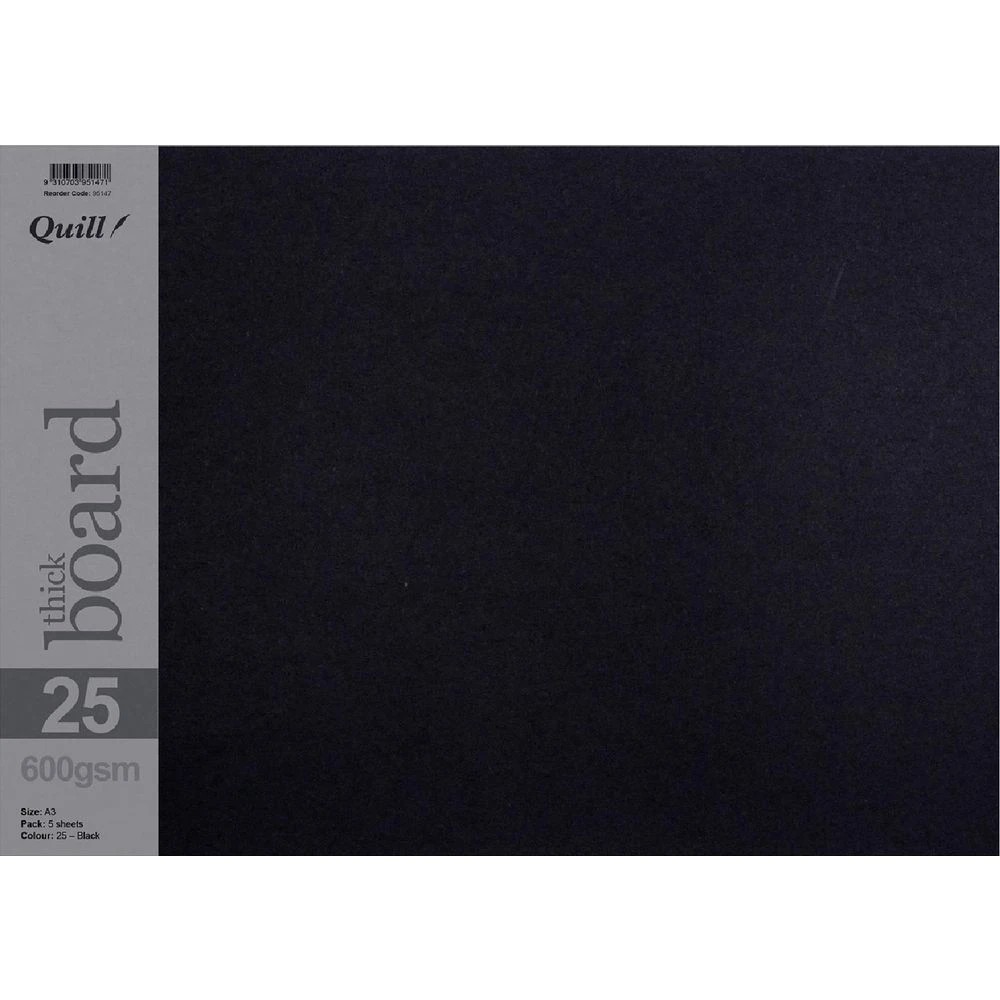 Quill A3 600gsm Board Black 5 Pack - Kmart
