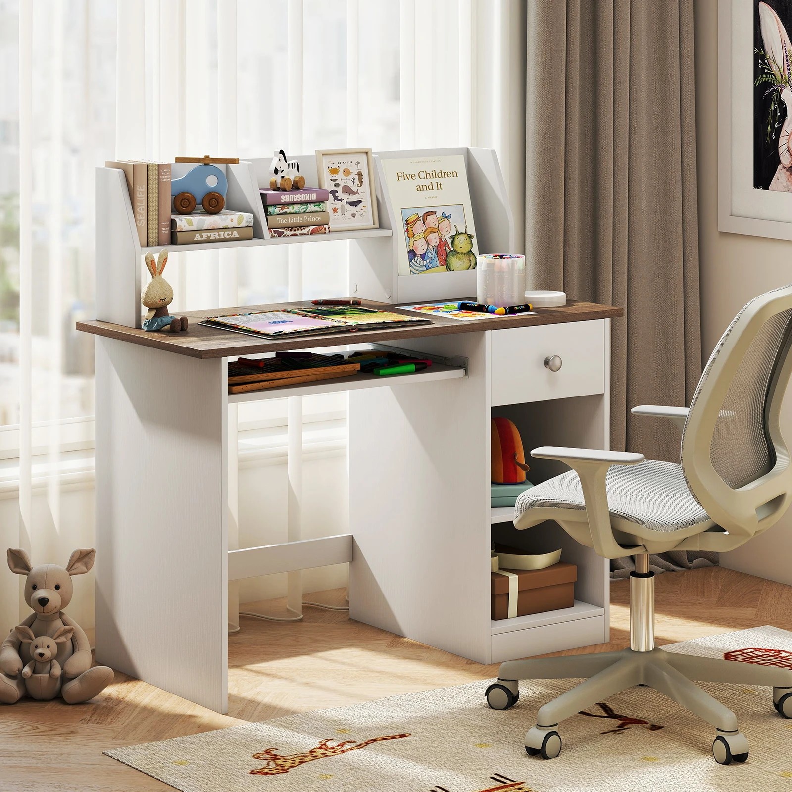 Costway Computer Desk Office Kids Study Table Workstation Natural - Kmart
