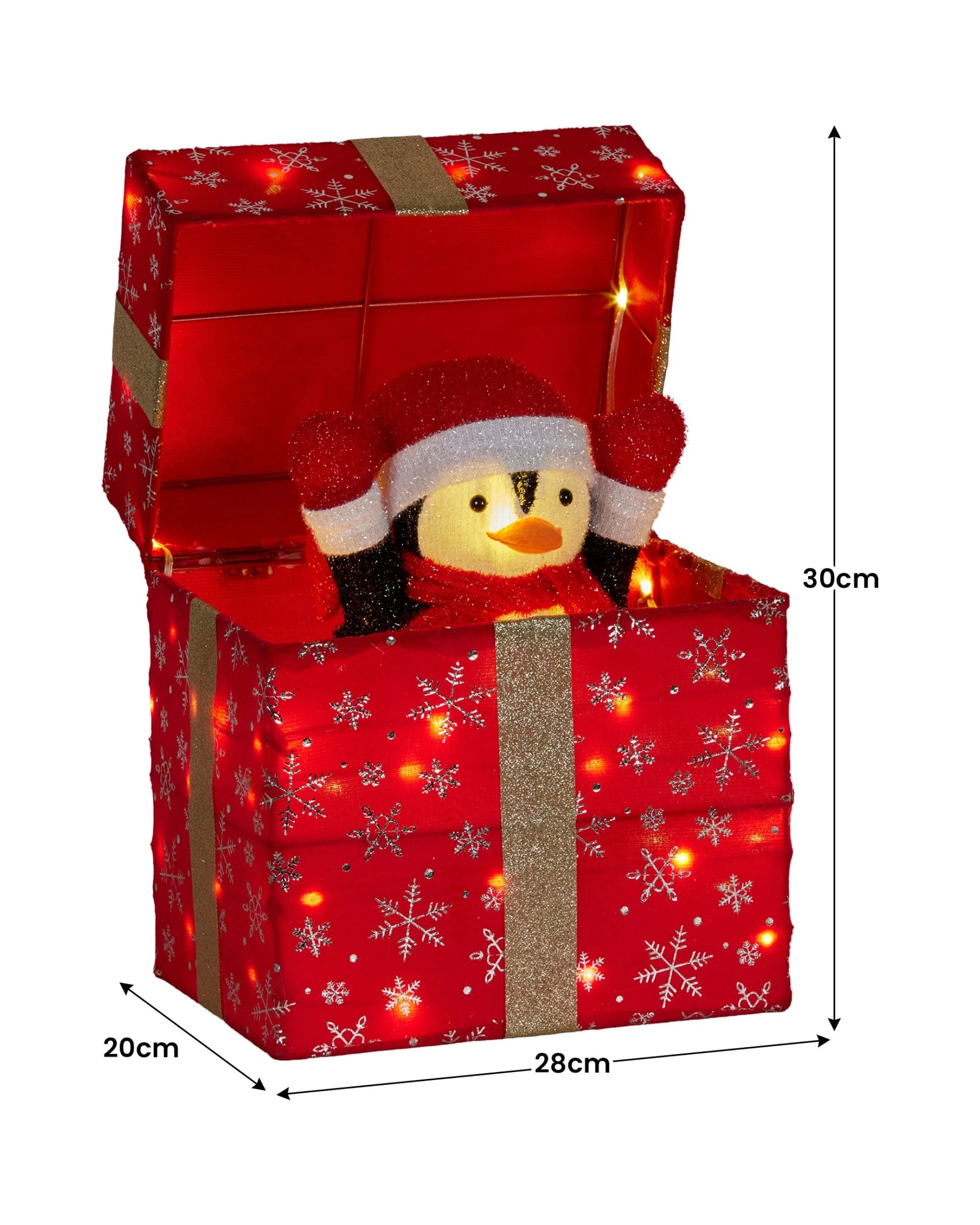 Christabelle 30cm Animated Penguin Gift Box Christmas Display - LED ...