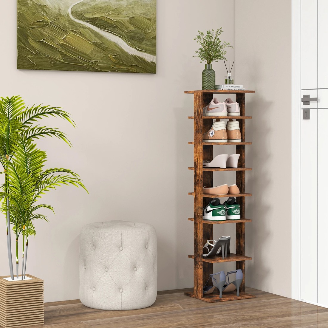 Costway 8-Tier Single Shoe Rack Narrow Shoe Storage Organizer w ...