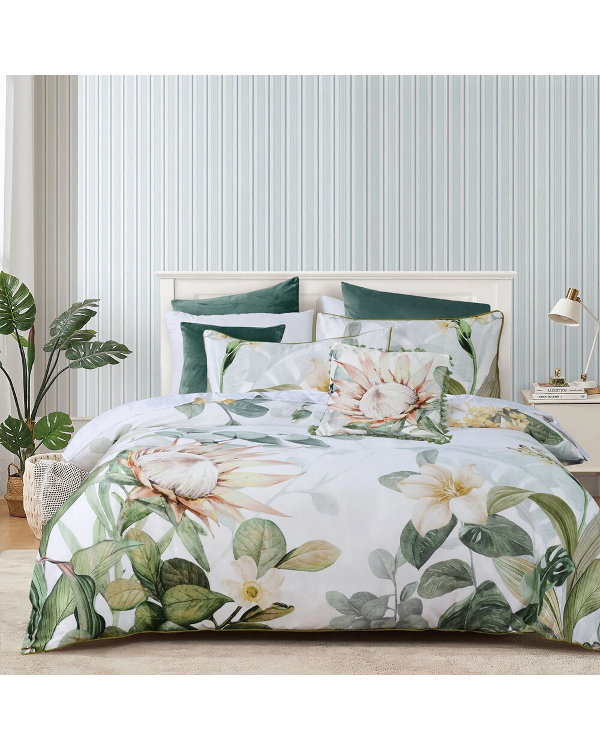 Bianca Bedding Helensvale Queen Quilt Cover Set, White Cotton Sateen ...