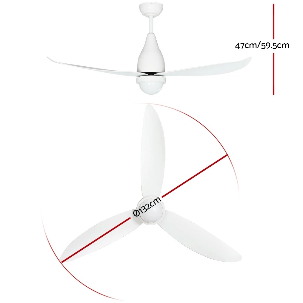 Devanti 52'' Ceiling Fan DC Motor LED Light Remote Control - - Multi ...