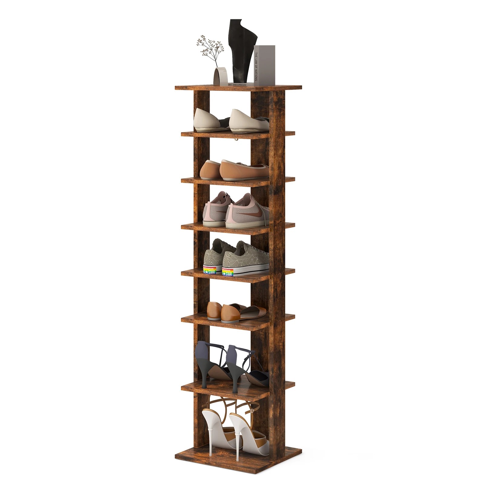 Costway 8-Tier Single Shoe Rack Narrow Shoe Storage Organizer w ...