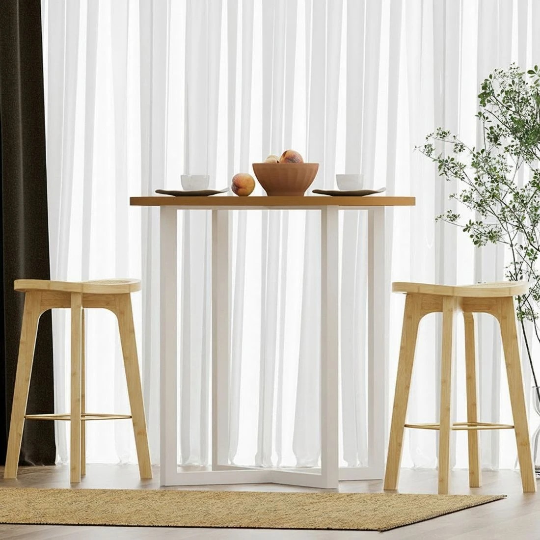 Artiss 2x Bar Stools Bamboo Rattan Stool Counter Chair Kitchen ...
