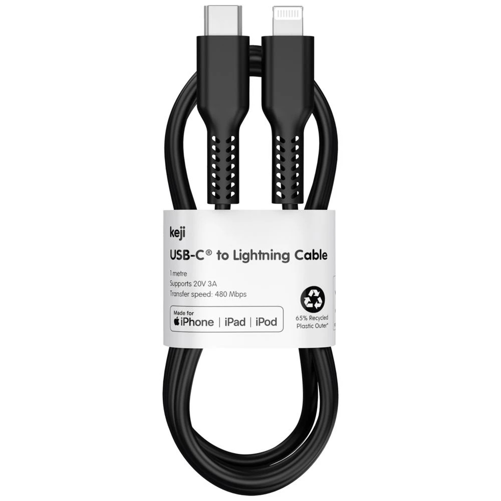 Keji USB-C to Lightning Cable 1m Black - Kmart