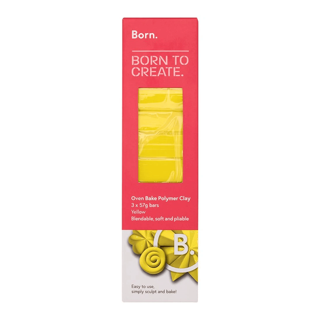 Born Oven Bake Polymer Clay Yellow 3 Pack - Kmart