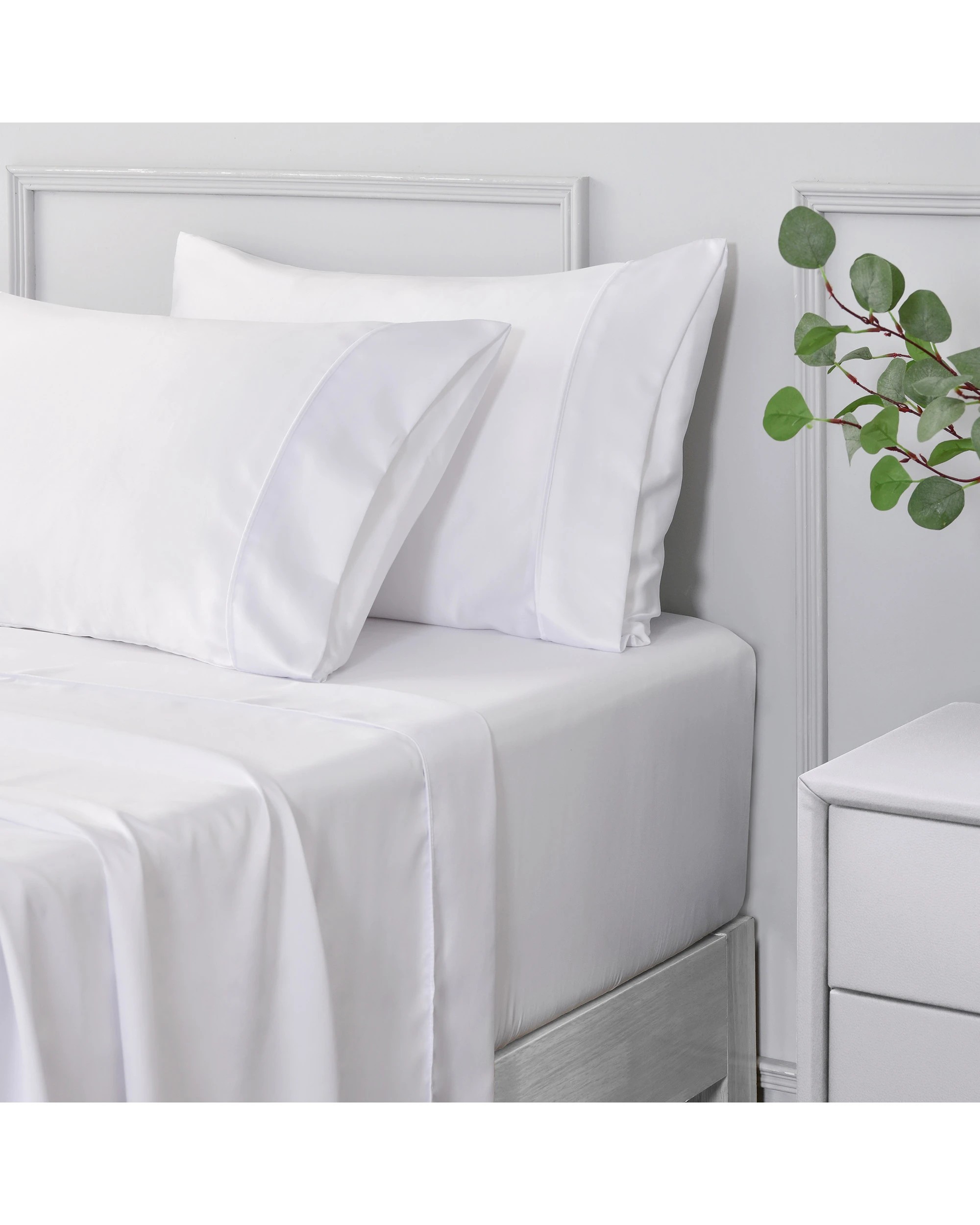 Dreamaker Matte Satin Sheet Set - King Single Bed - White - Kmart