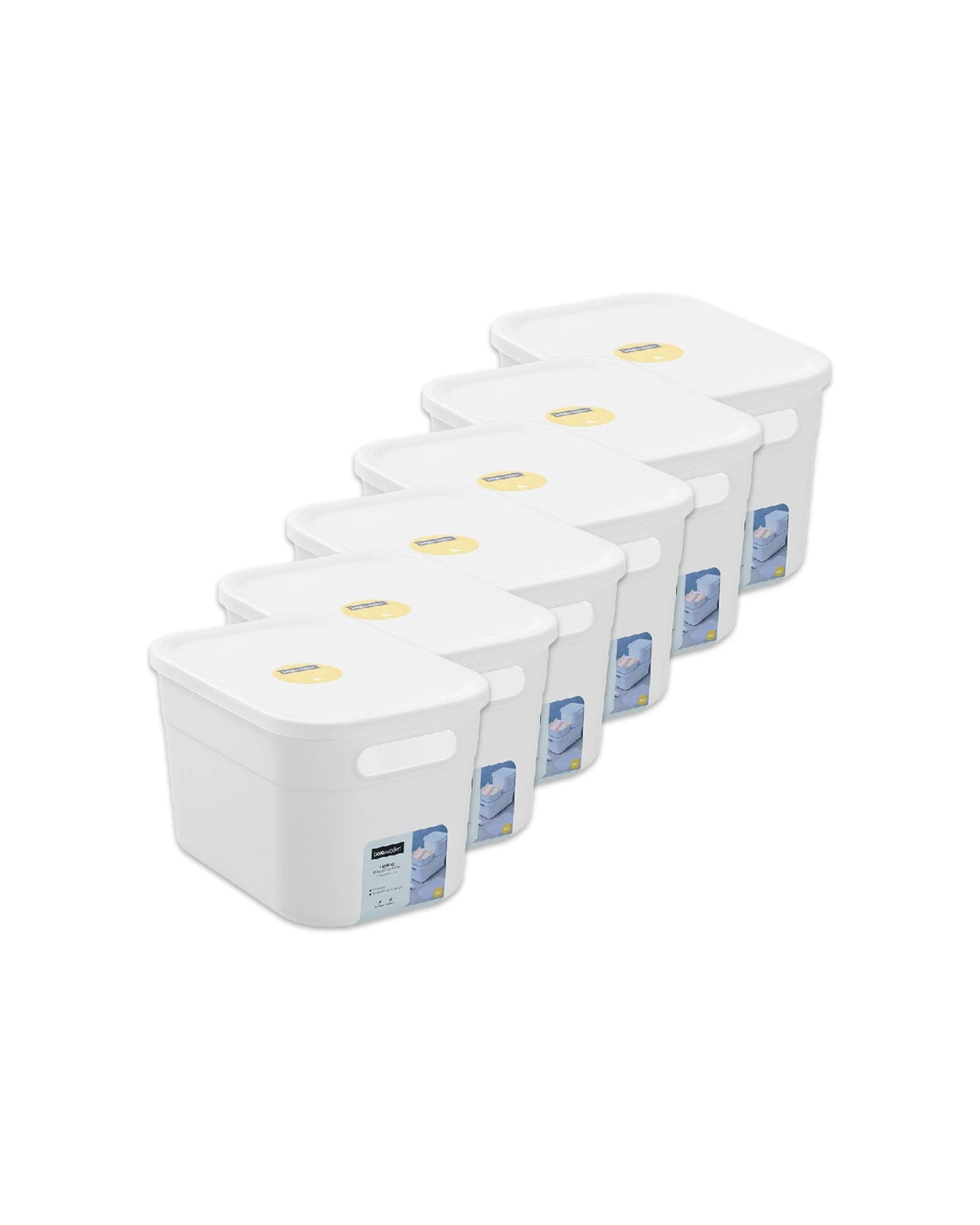 6PK Boxsweden Stackable Durable Storage Container With Lid 24.5cm 5L ...