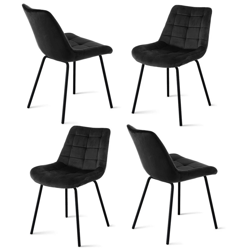 Artiss 4x Dining Chairs Velvet Tufted Kitchen Lounge Cafe Accent Chair ...
