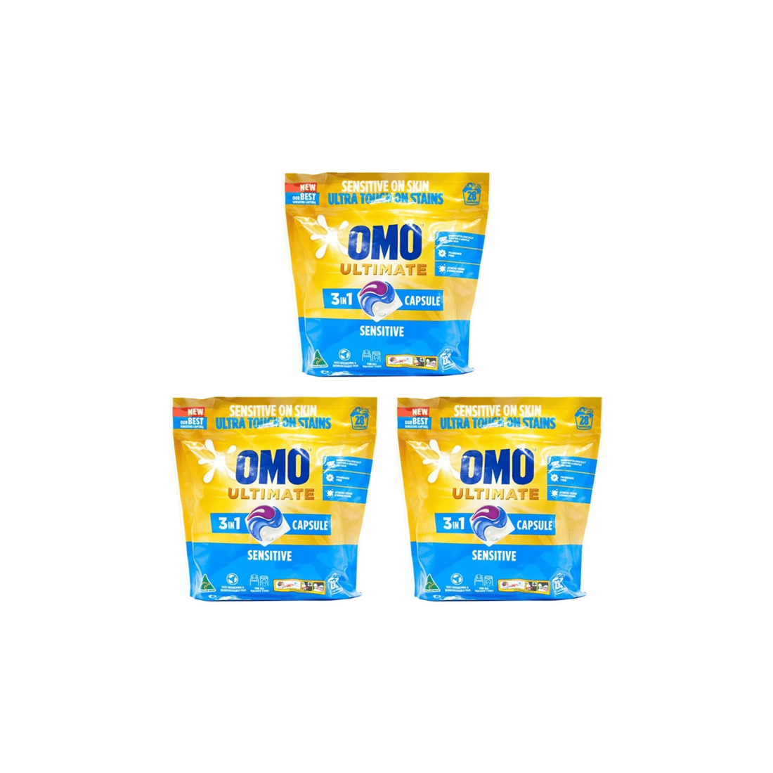 Omo Ultimate Sensitive 3in1 Laundry Detergent Capsules 3 X 28pc Sealed ...