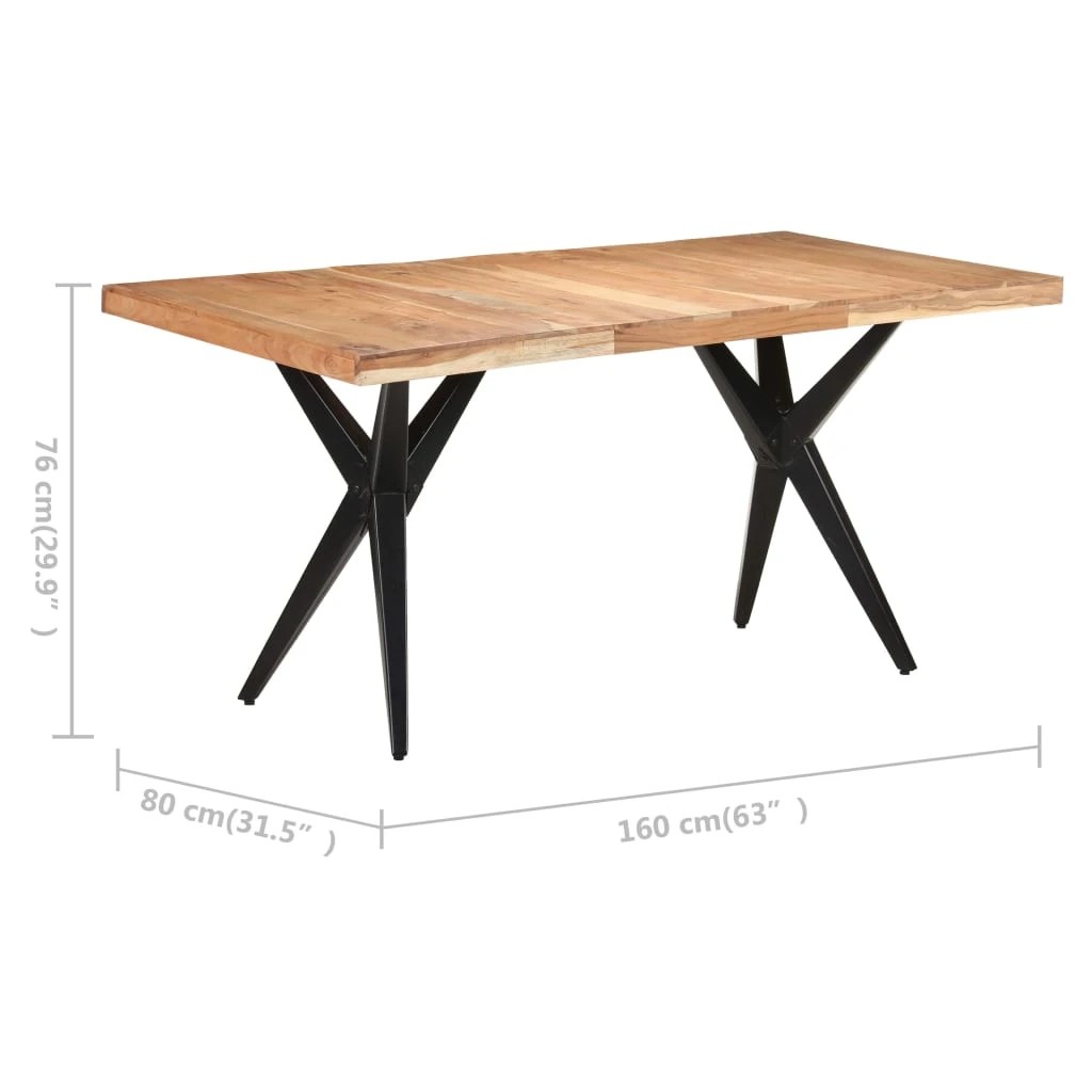 vidaXL Dining Table Solid Acacia Wood - Black - Kmart
