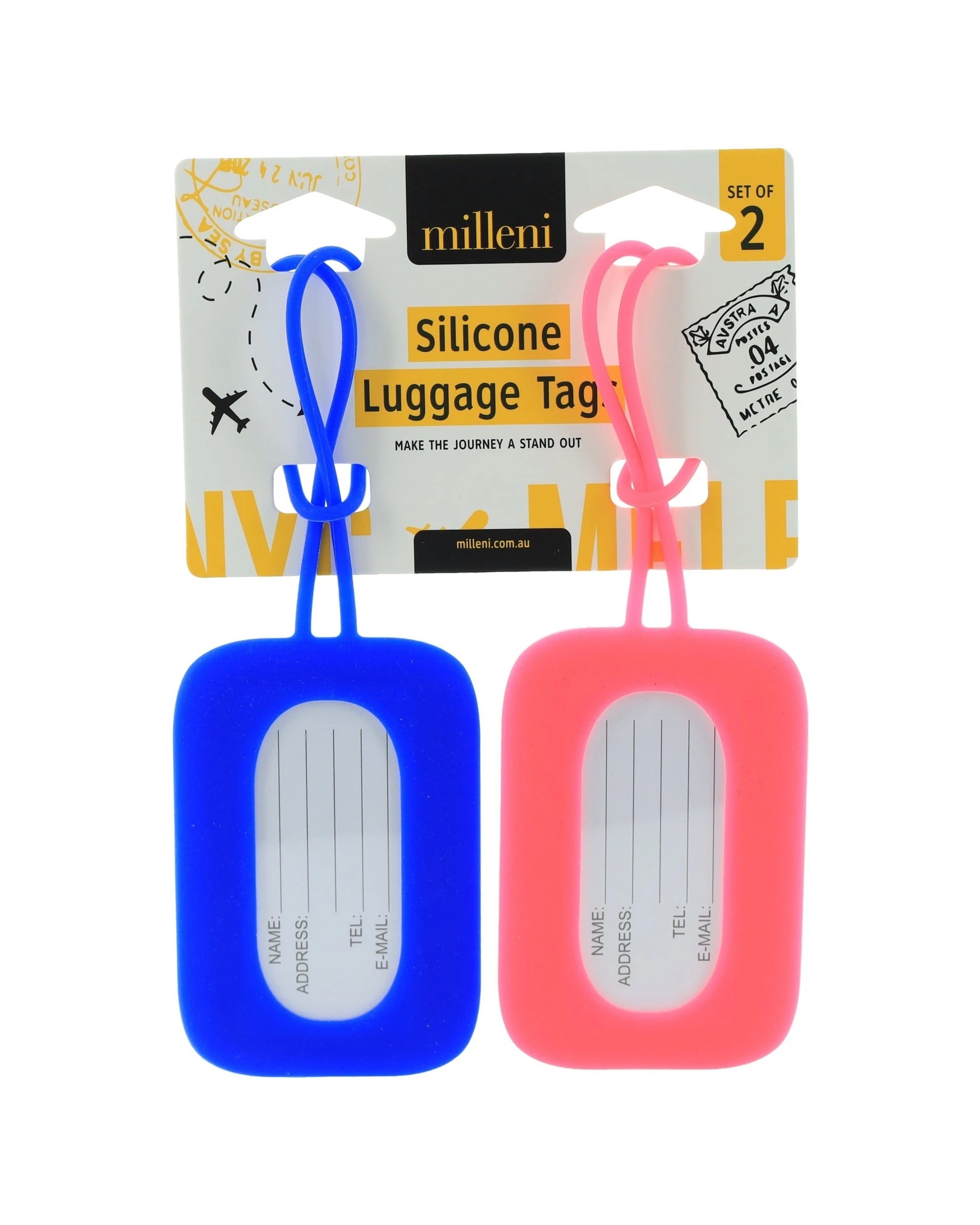 Milleni 2pc Vibrant Travel Luggage Suitcase Tags Name Address 9cm ...