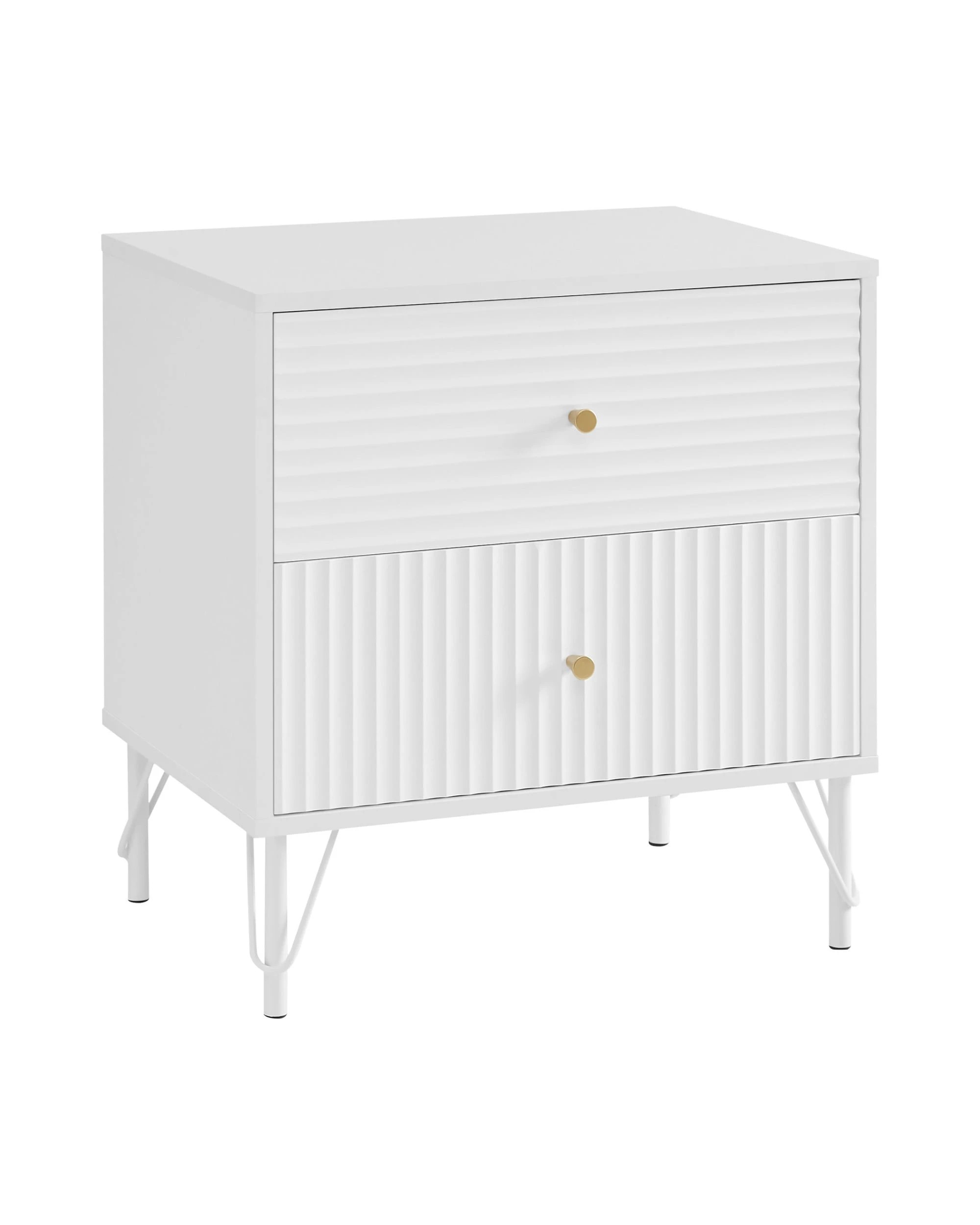 Sarantino Diego Bedside Table Night Stand with 2 Drawers - White - Kmart