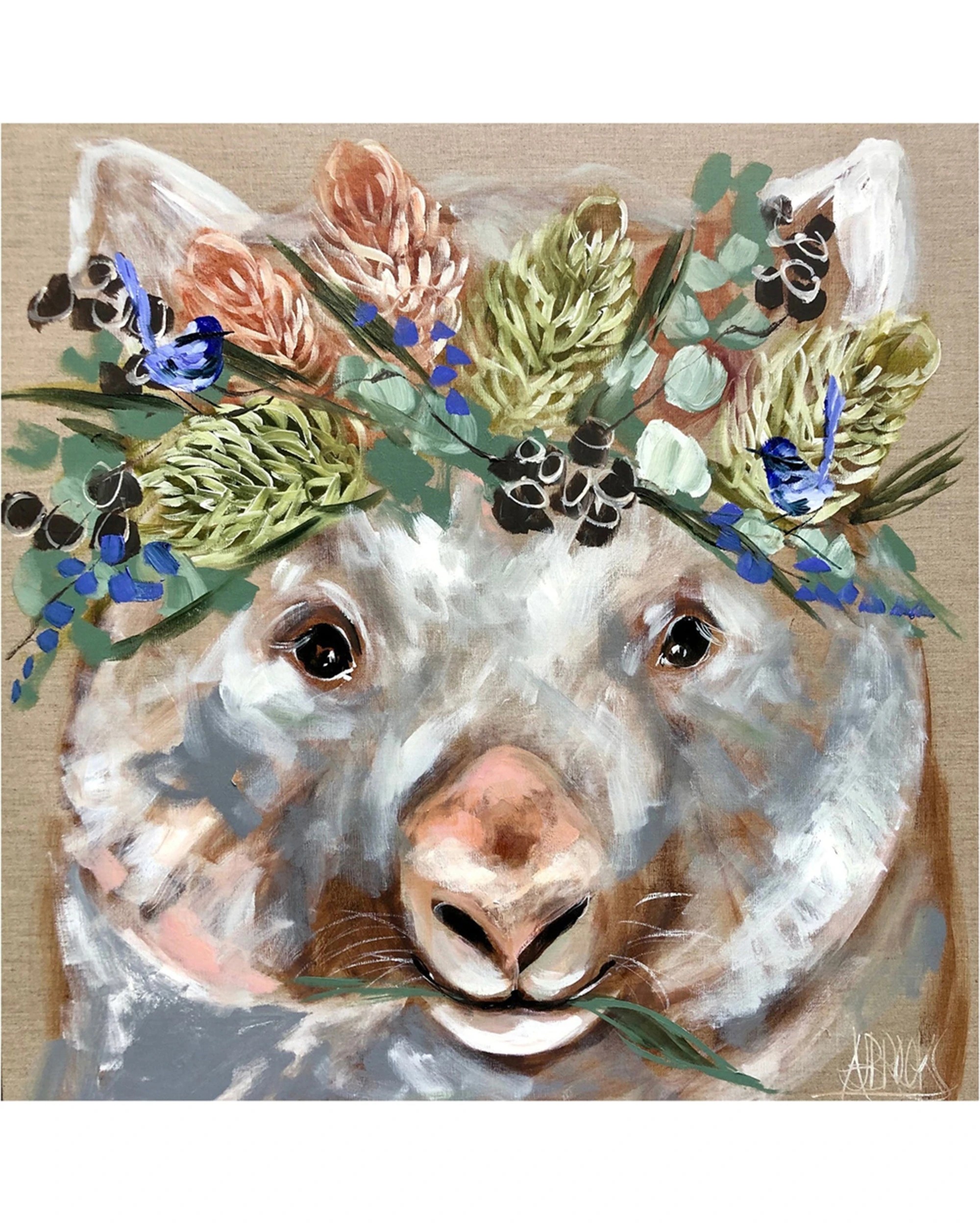 Lilli Rock 4PK Forget Me Not Wombat Coaster Set Dolomite Stone Cork ...