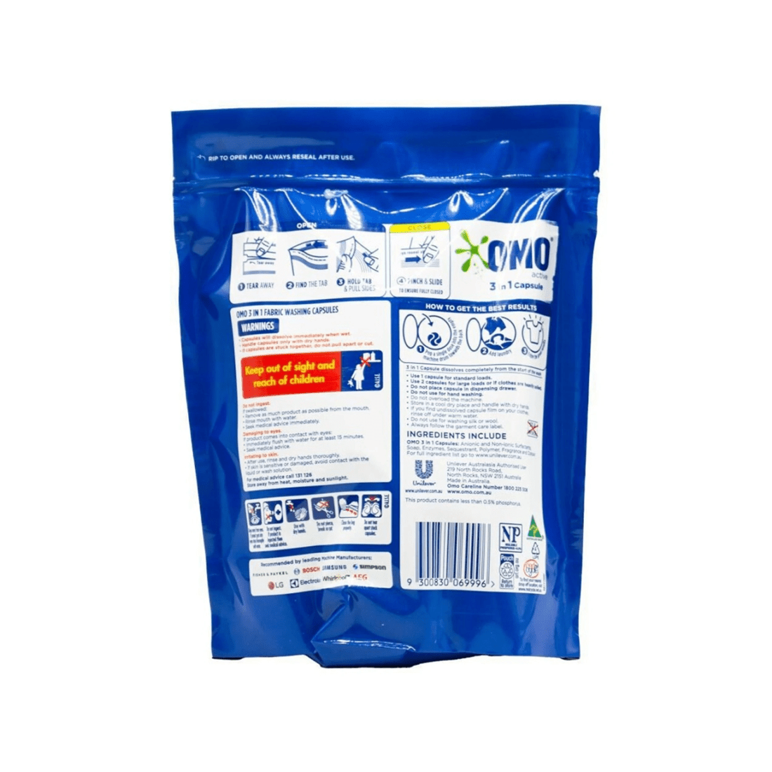 Omo 6x 17pc Omo Active 3in1 Laundry Detergent Capsule 357g Washing Pods - Kmart