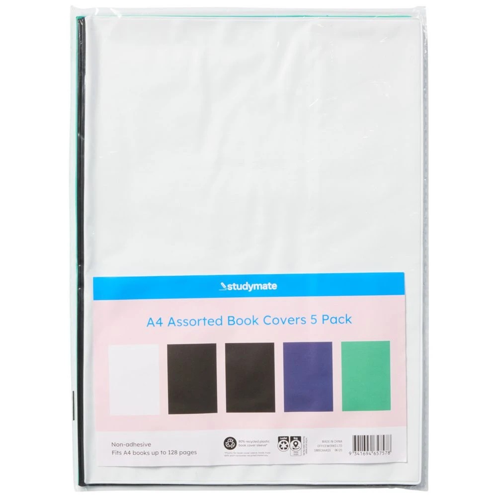 Studymate A4 Book Cover Assorted 5 Pack - Kmart