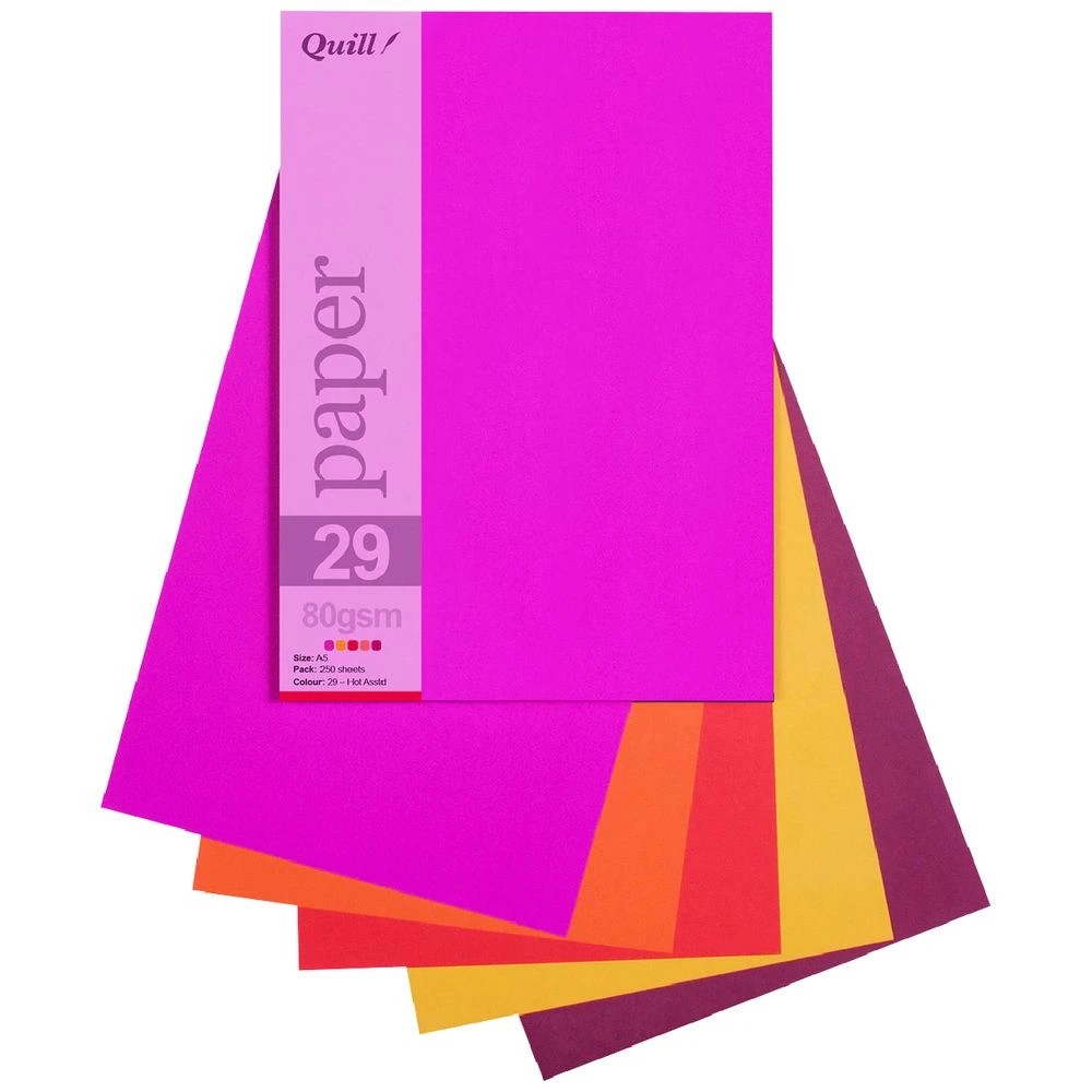 Quill A5 Paper Hot Assorted 250 Pack - Kmart