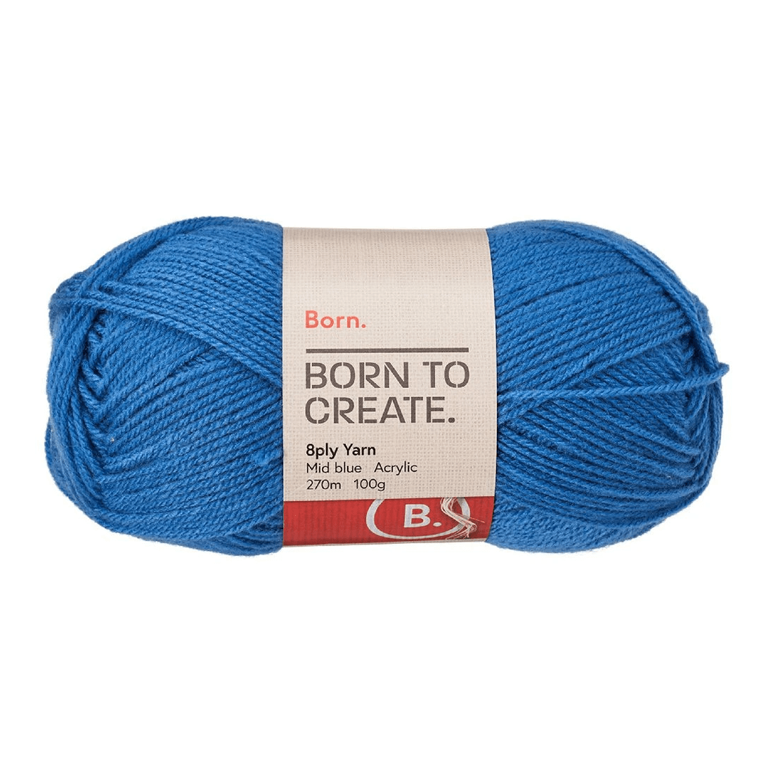 Born 8 Ply Yarn 100g Mid Blue - Kmart