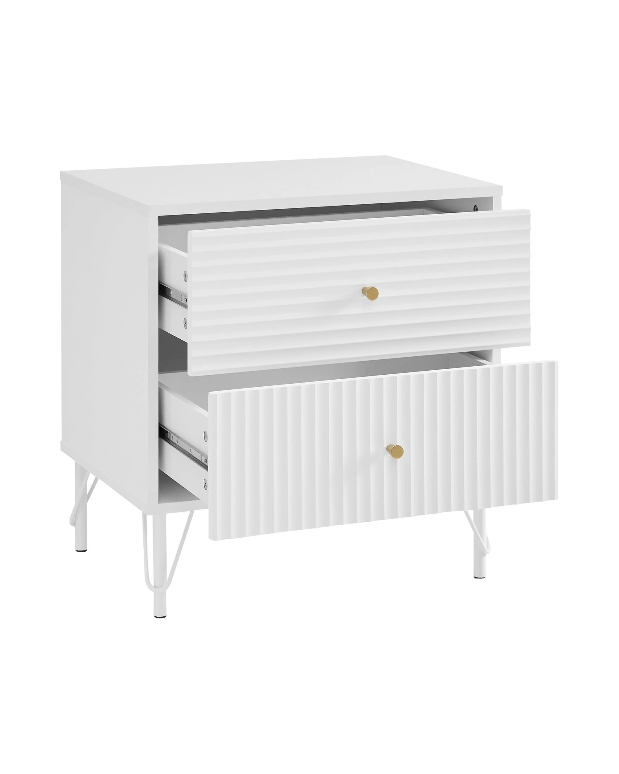 Sarantino Diego Bedside Table Night Stand with 2 Drawers - White - Kmart