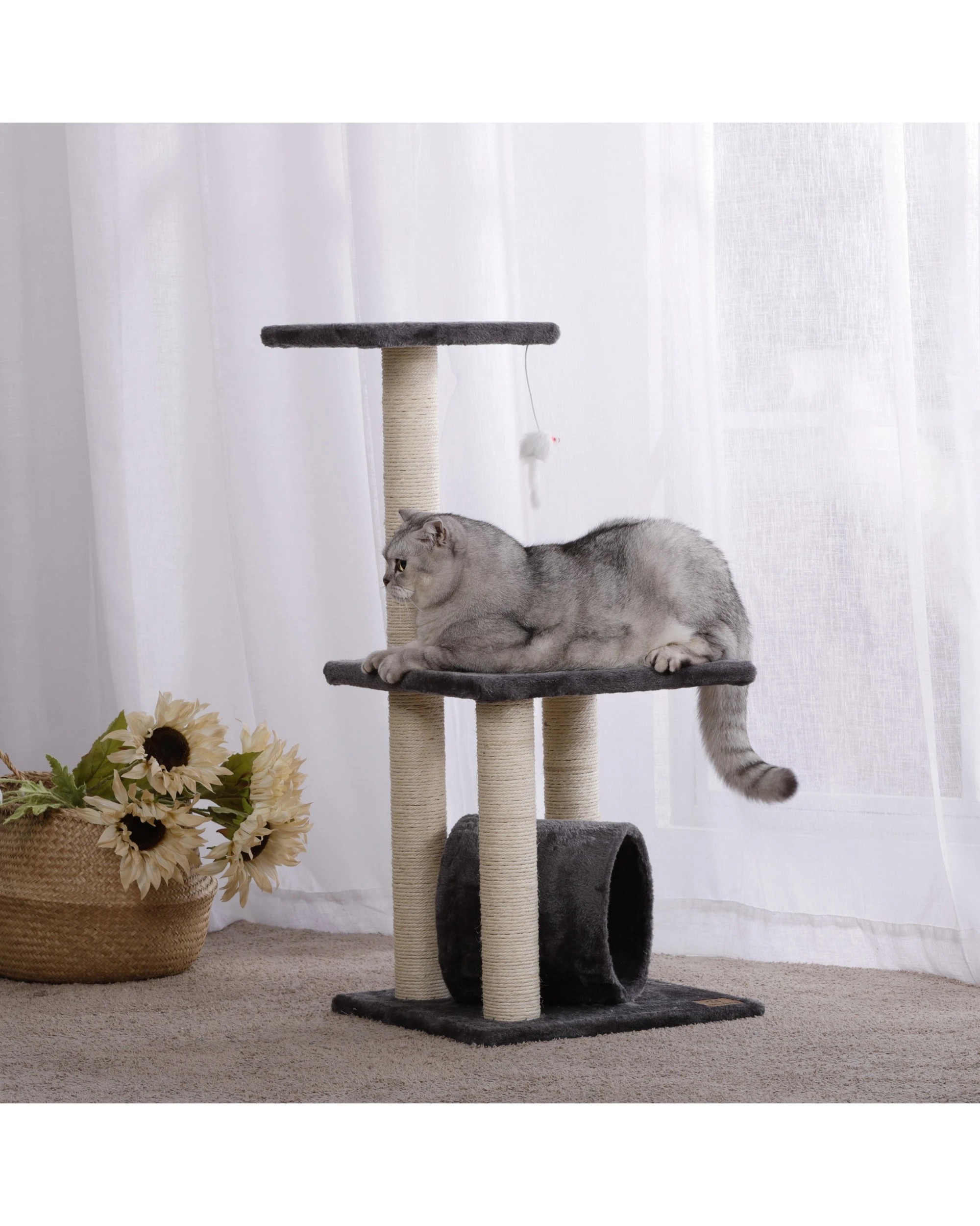 Charlie's Lite Three Tier Cat Tree Scratching Post - Charcoal - Kmart