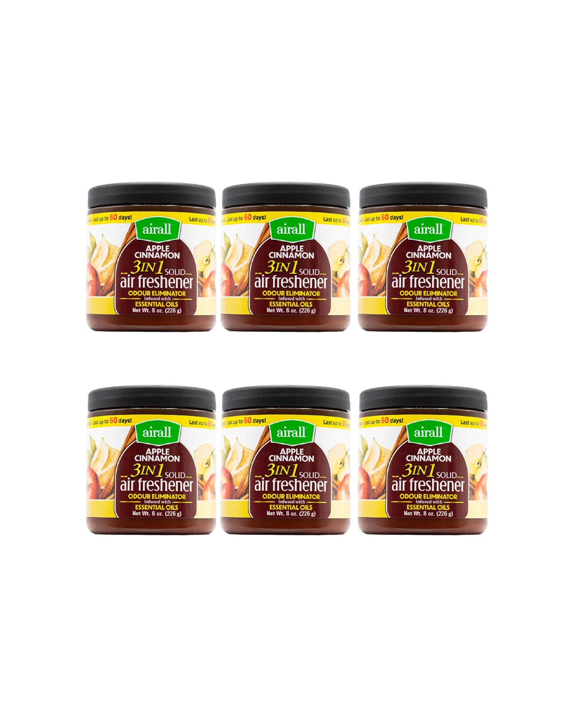 AIRALL 6PK 3in1 Air Freshener With Essential Oils Apple Cinnamon ...