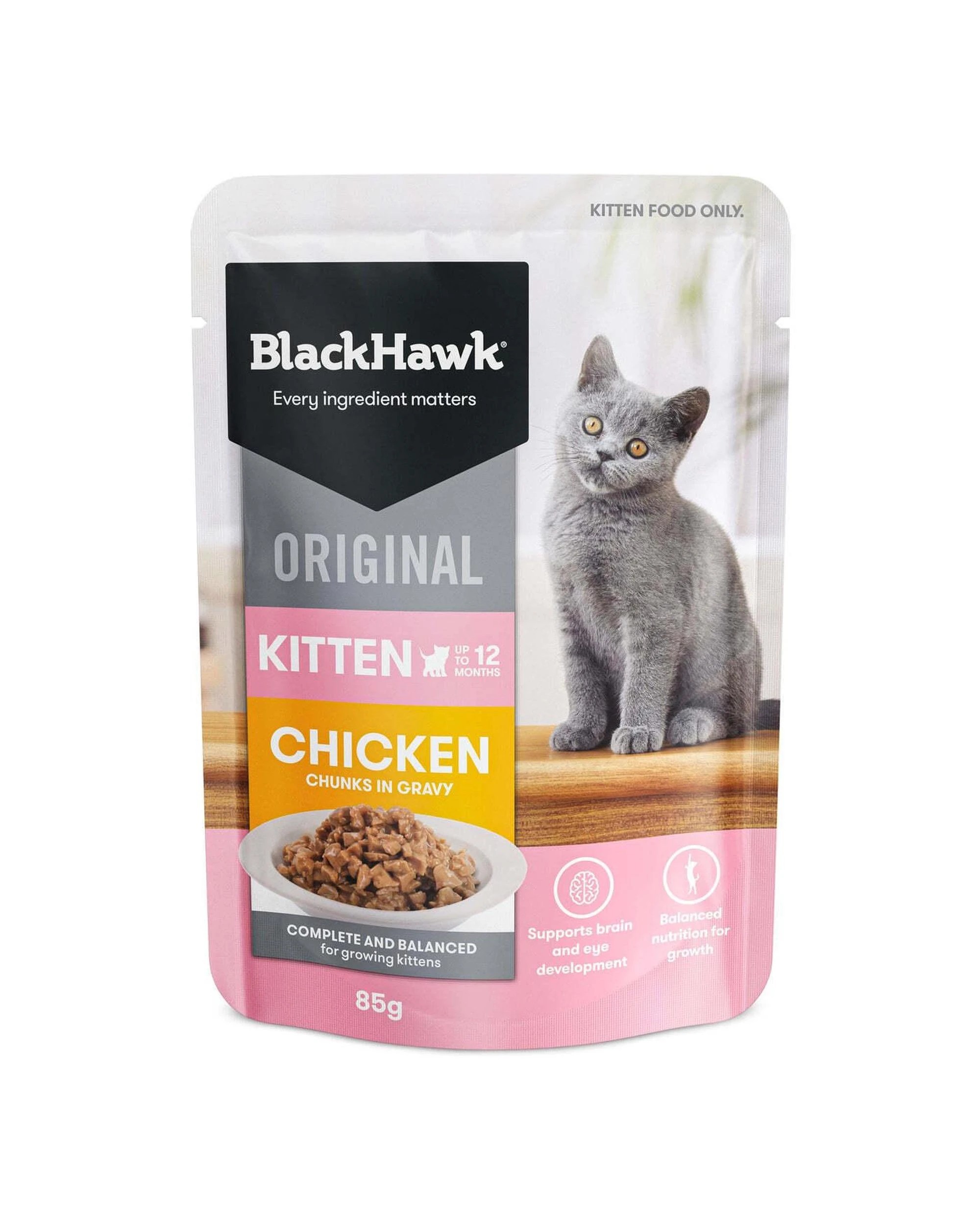 Black Hawk Kitten Up to 12 Months Wet Cat Food Original Chicken in ...