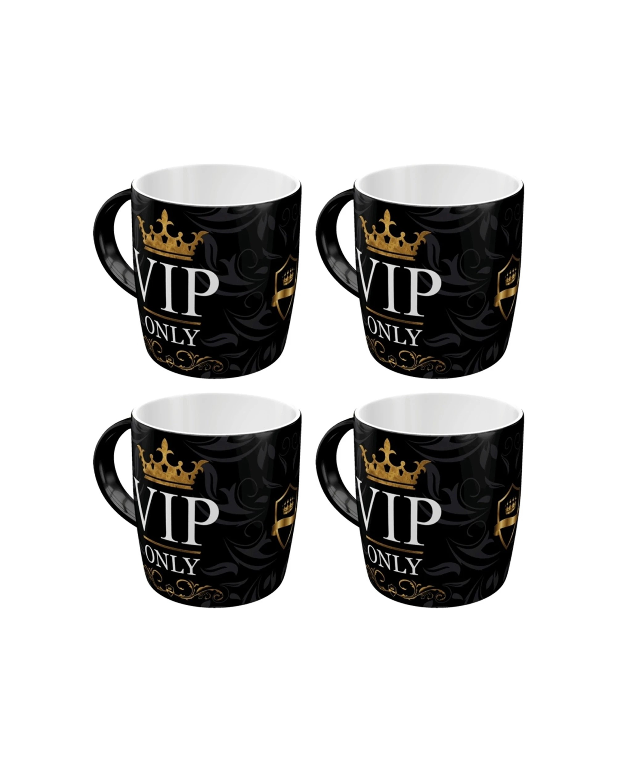 Nostalgic-Art 4PK Ceramic Mug 330ml Retro Design - VIP Only - Black - Kmart