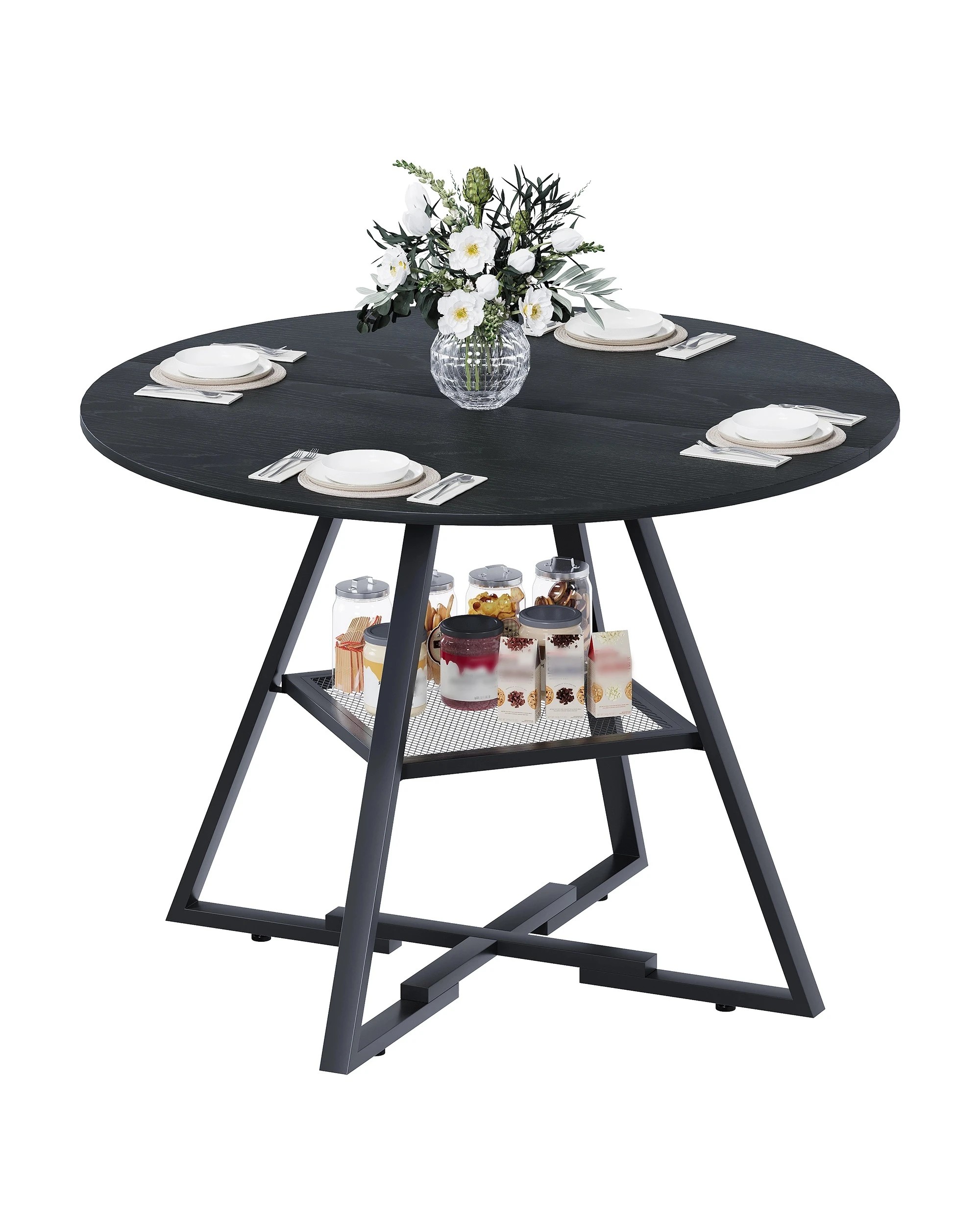 Ufurniture Round Dining Table For 4-6 Circle Dining Dinner Table With ...