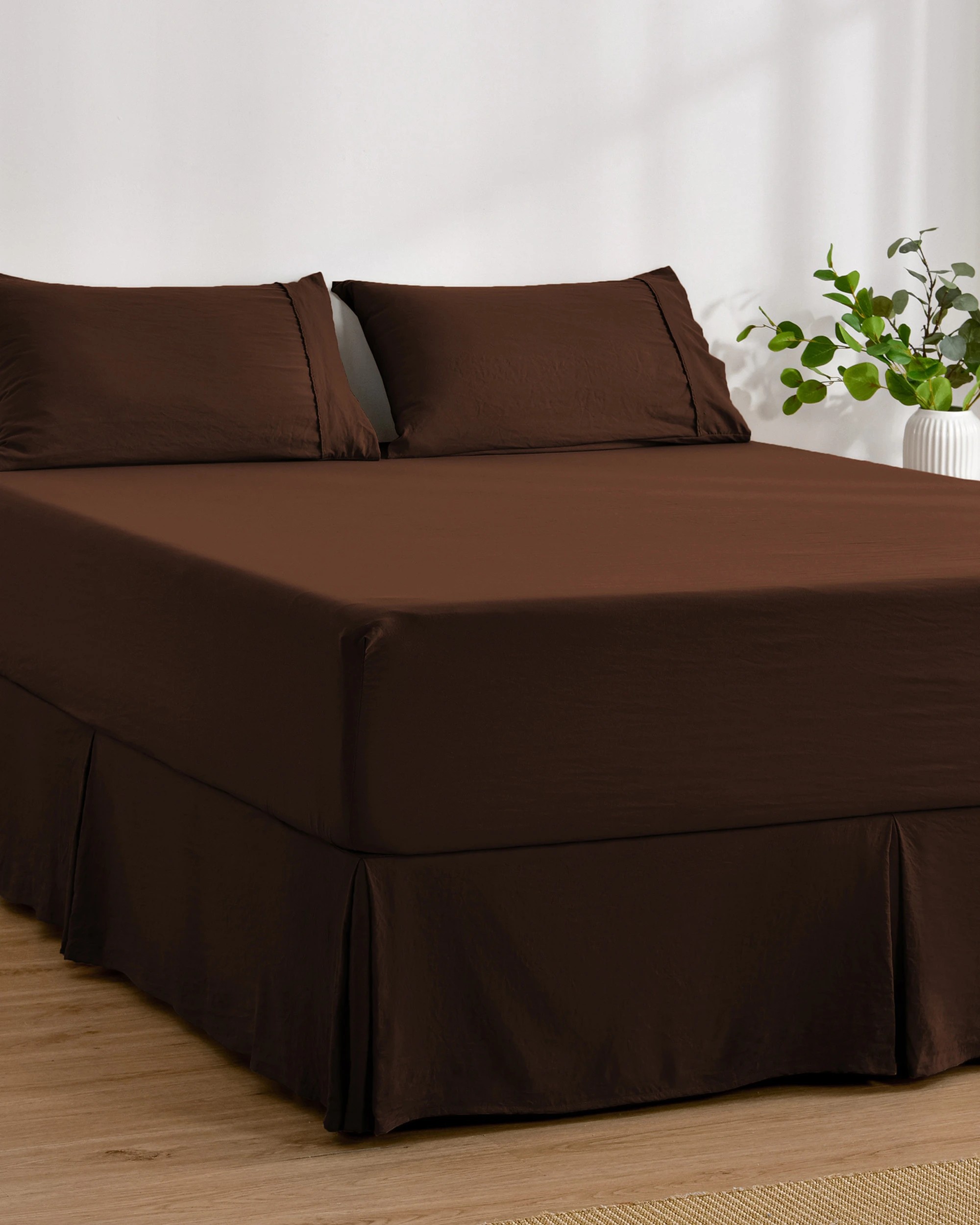 Dreamaker Superfine Washed Microfibre Pleated Valance - Queen Bed ...