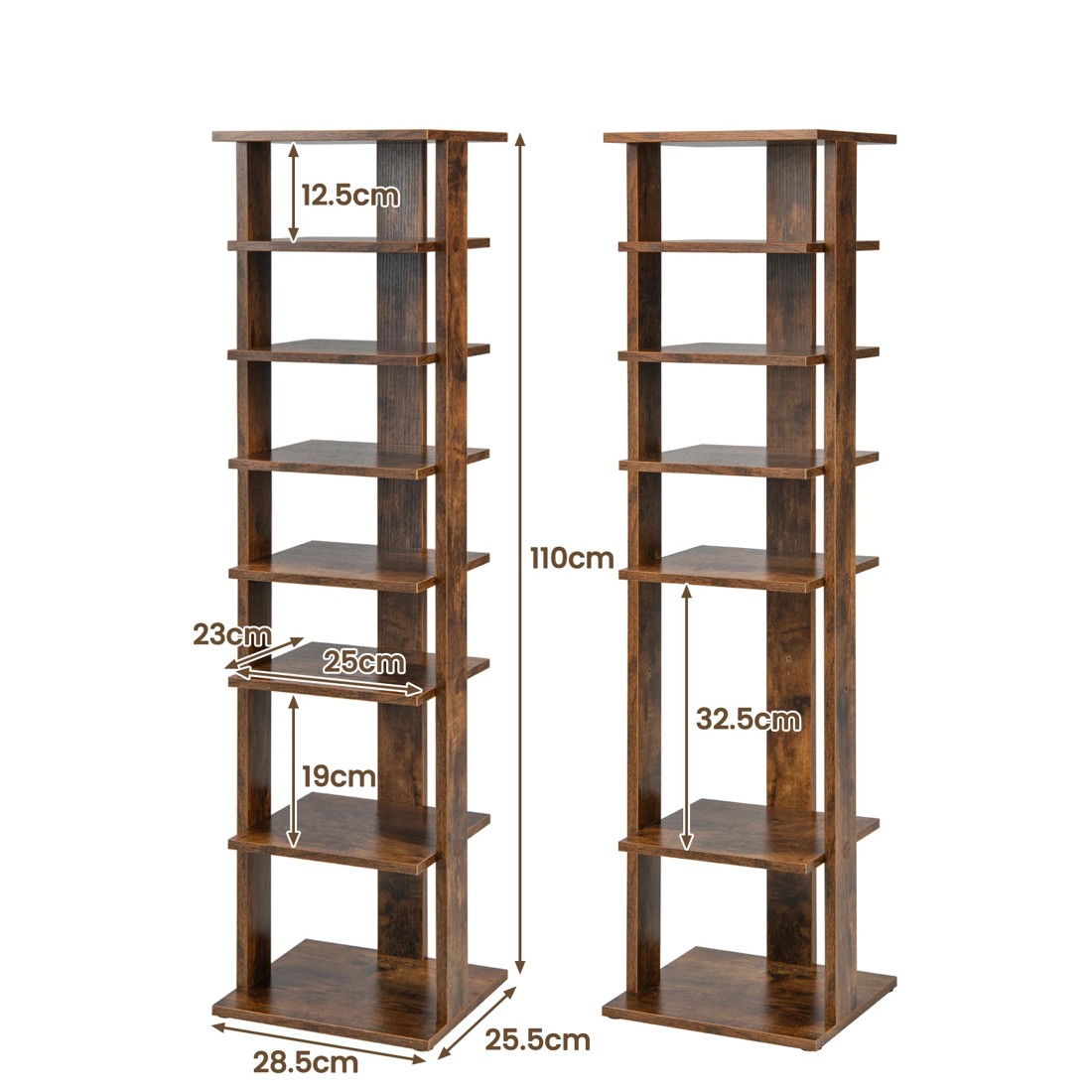 Costway 8-Tier Single Shoe Rack Narrow Shoe Storage Organizer w ...