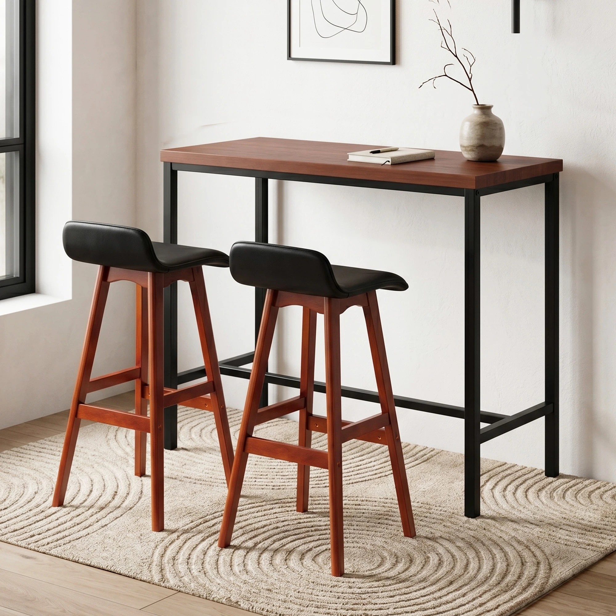Artiss 3Pcs Bar Table and Stools Set Dining Desk Kitchen Chairs Cafe ...