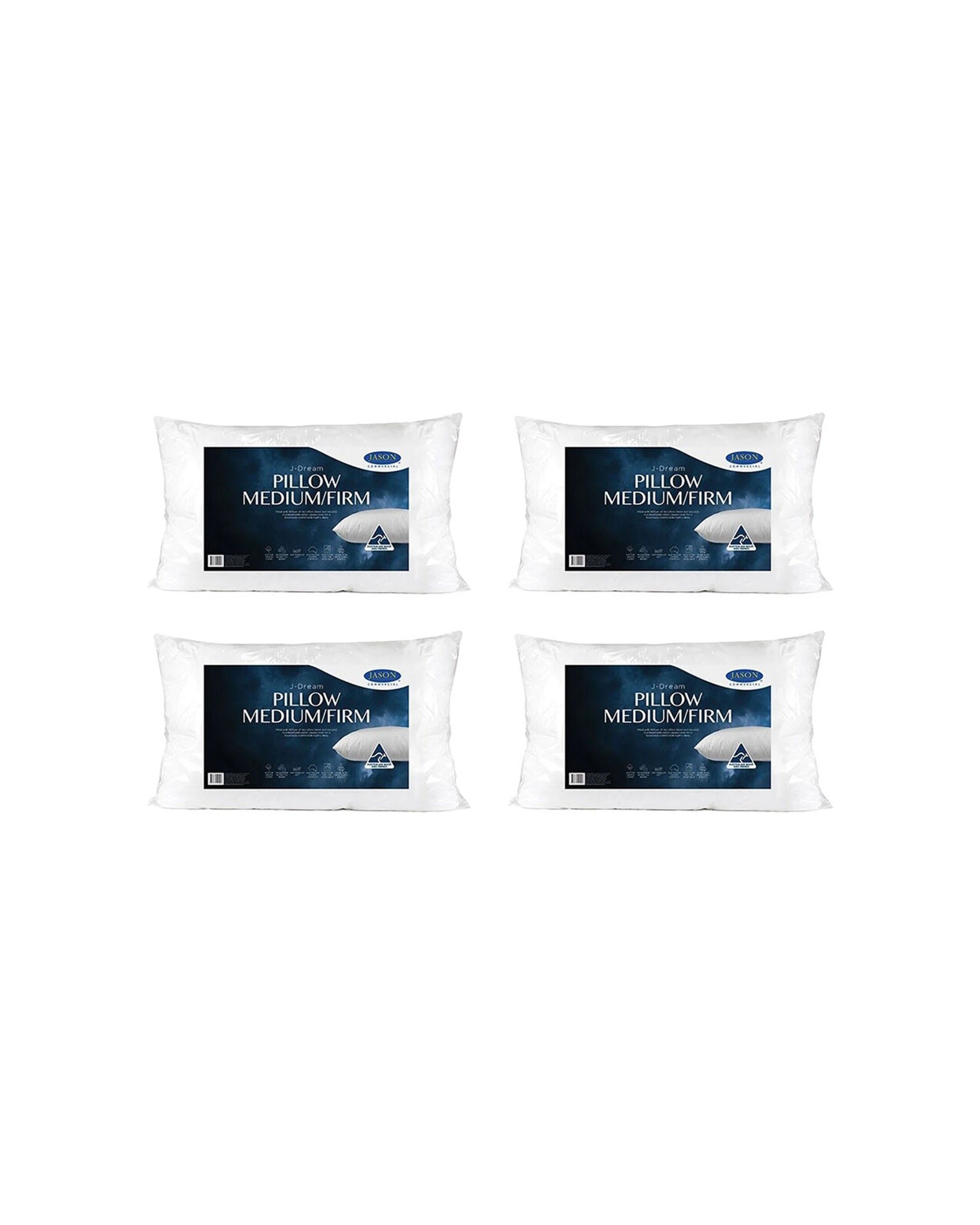 Jason Commercial J-Dream Microblend Medium Firm Pillow Standard 4PK ...