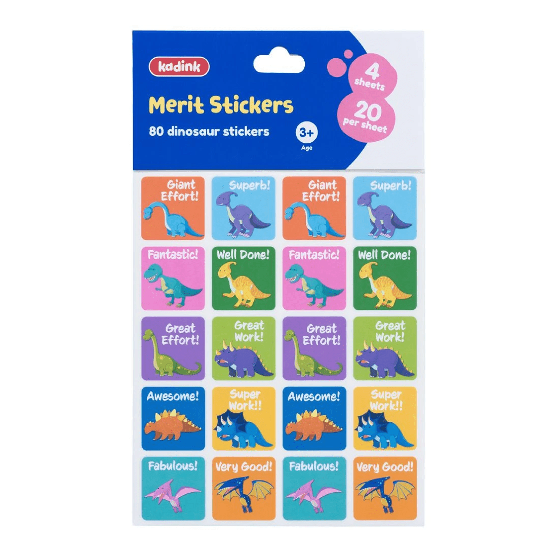 Kadink Merit Stickers 80 Pack Dinosaurs - Kmart