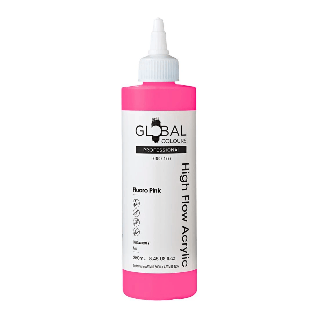 Global Colours High Flow Acrylic Paint 250mL Fluoro Pink - Kmart