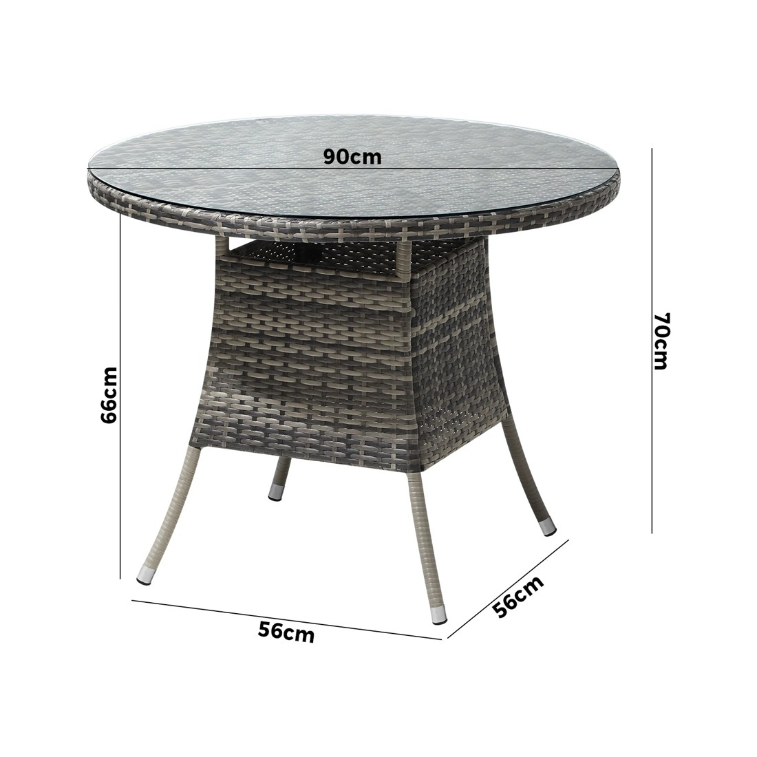 Livsip 90cm Outdoor Dining Table Round Rattan Glass Table Patio ...