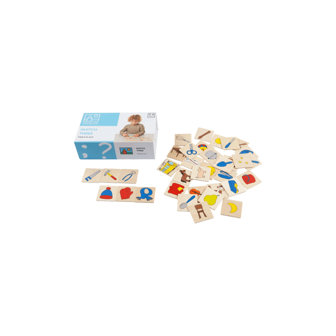 TFL Match Three Game 36Pc Educational Matching Cards Wooden Learning ...