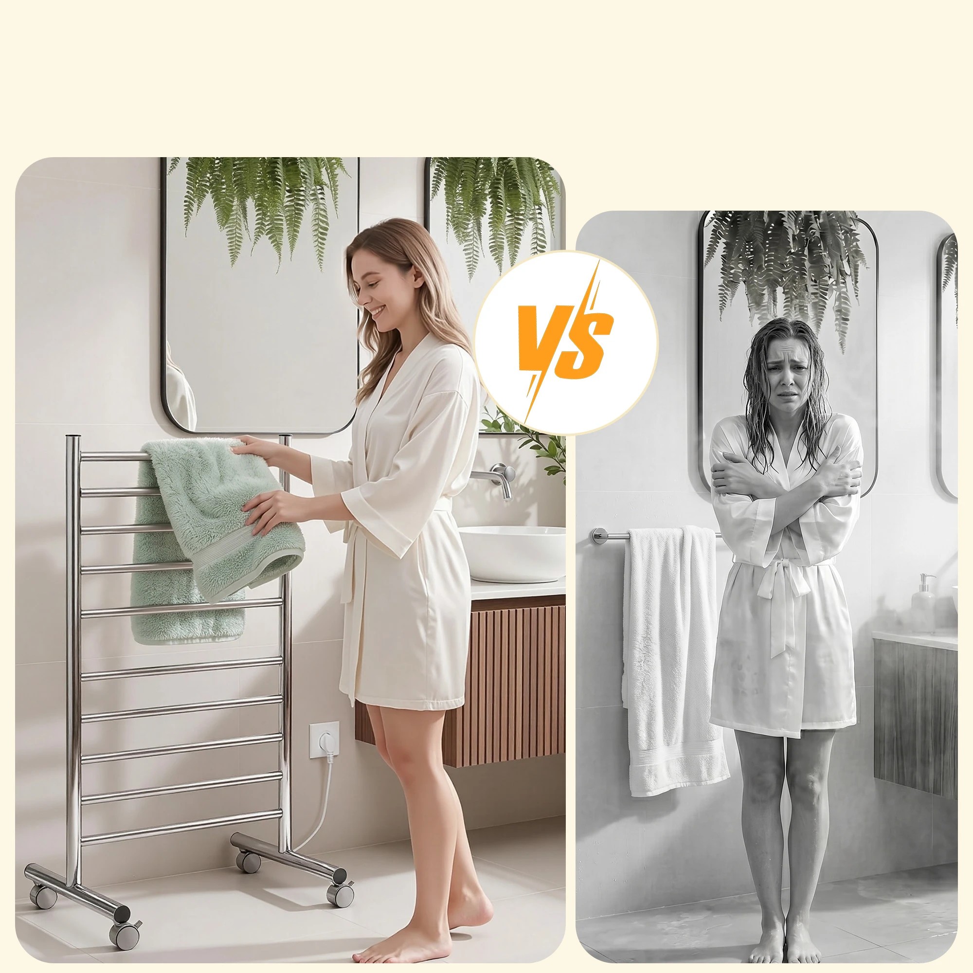 Devanti 10-Bar Freestanding Heated Towel Rail 3-5 Mins Fast Heating ...