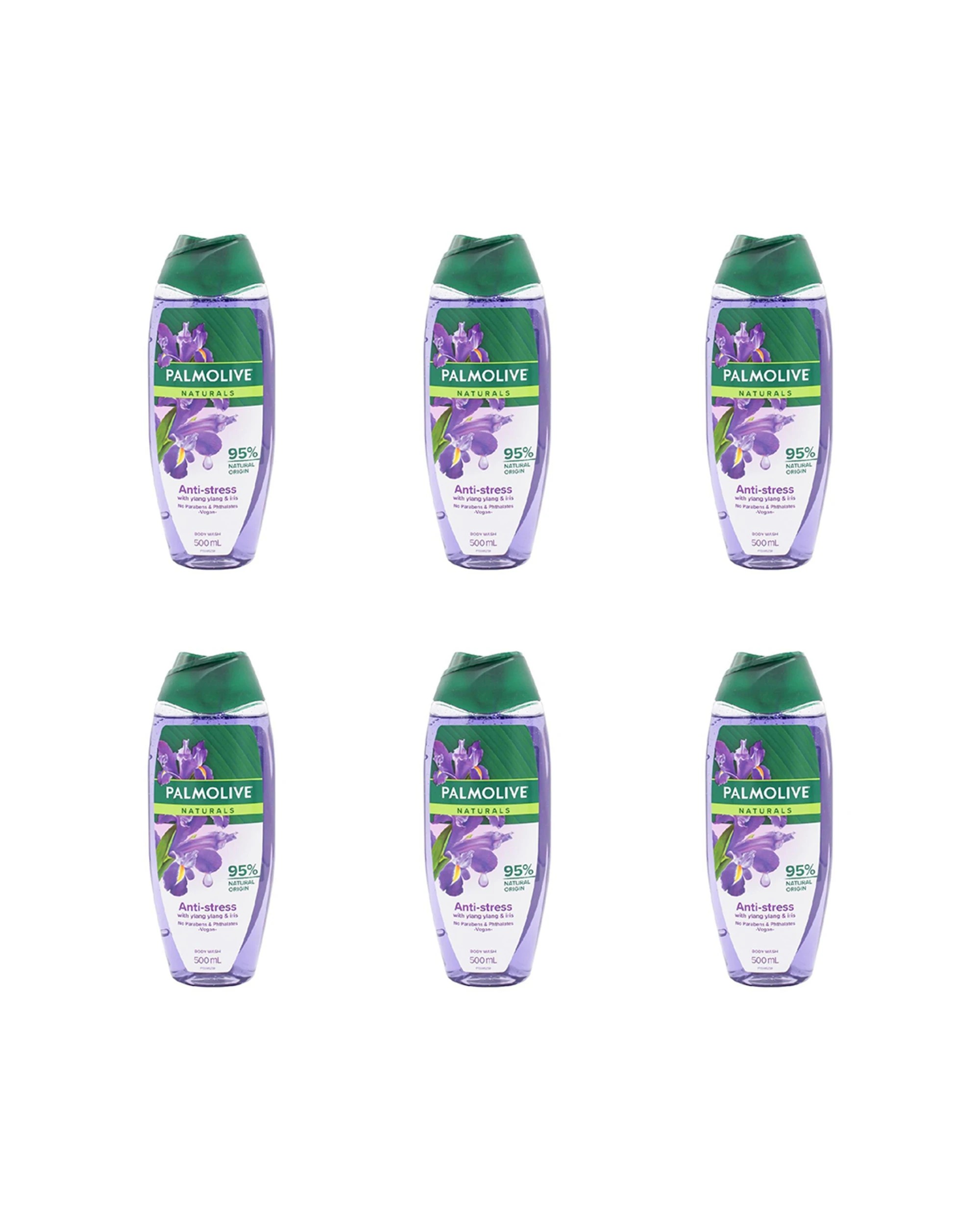 Palmolive Naturals 6PK Body Wash 500ml Anti-Stress Ylang Ylang Iris ...