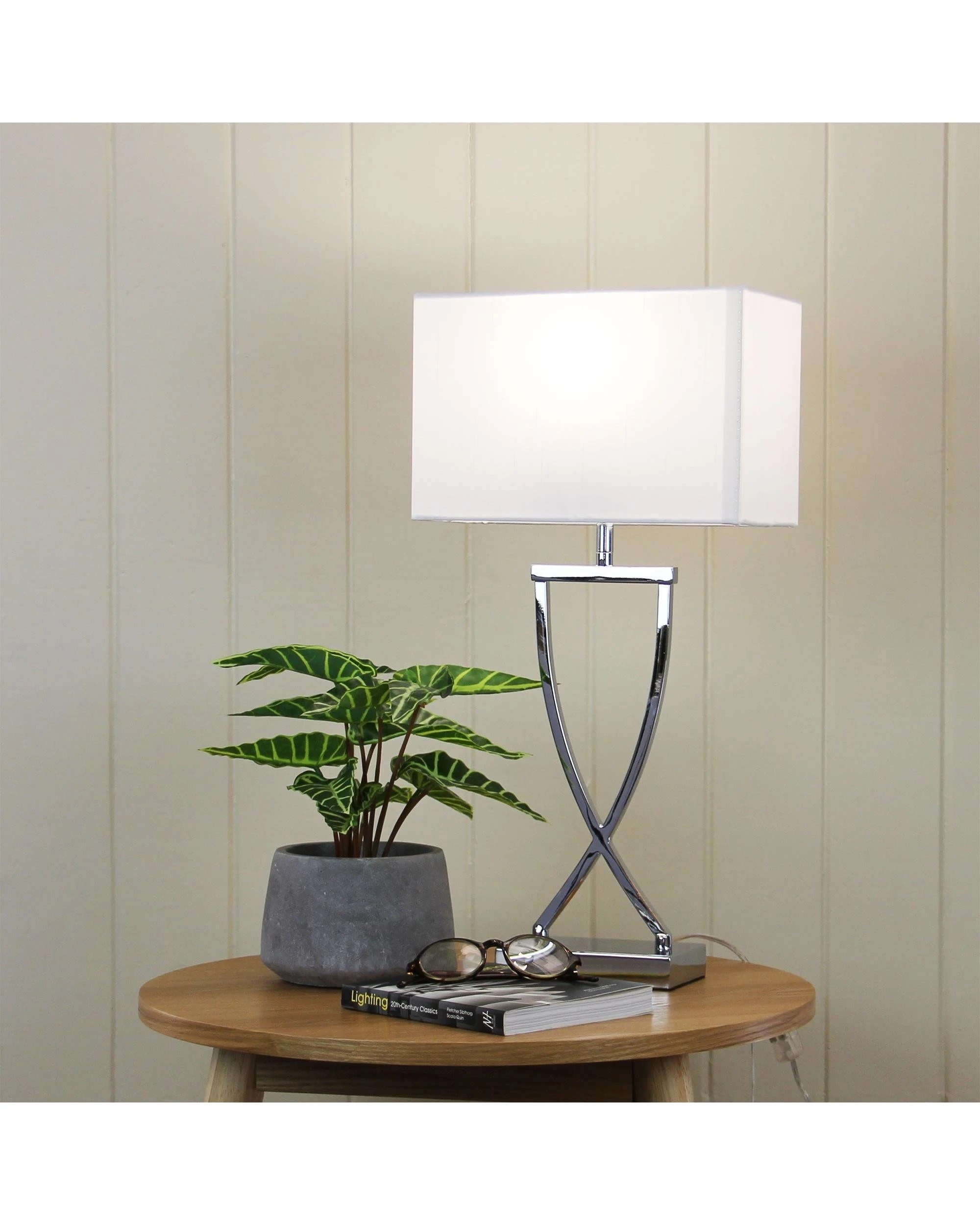 Oriel Lighting CHI Chrome Bedside Wall Lamp with White Shantung Shade ...