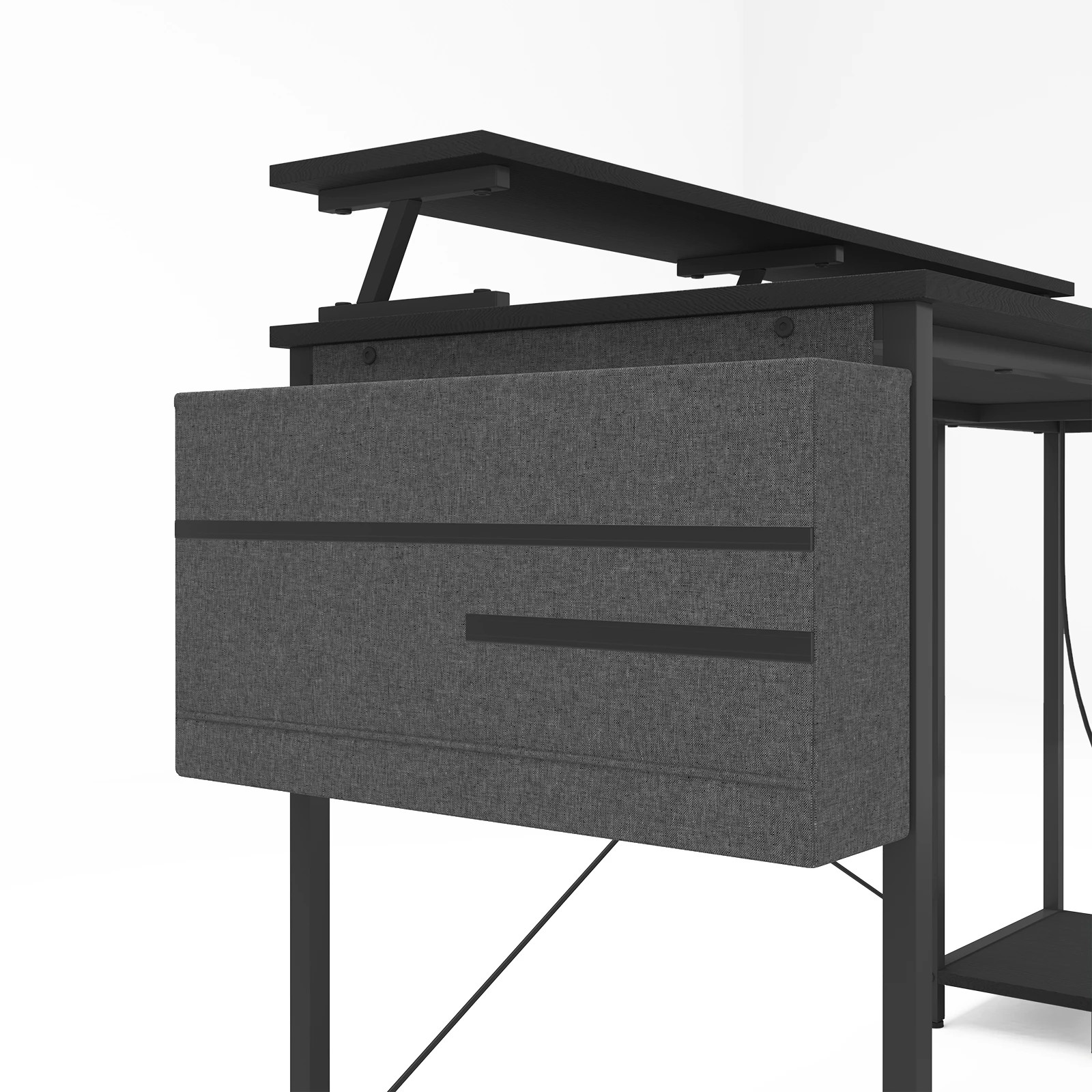 Advwin L Shaped Gaming Desk 140cm With Led Lights & Power Outlets ...