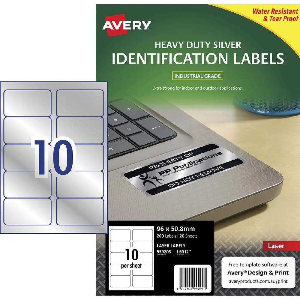 Avery 10UP Heavy Duty Labels Metallic Silver 20 Sheets - Kmart