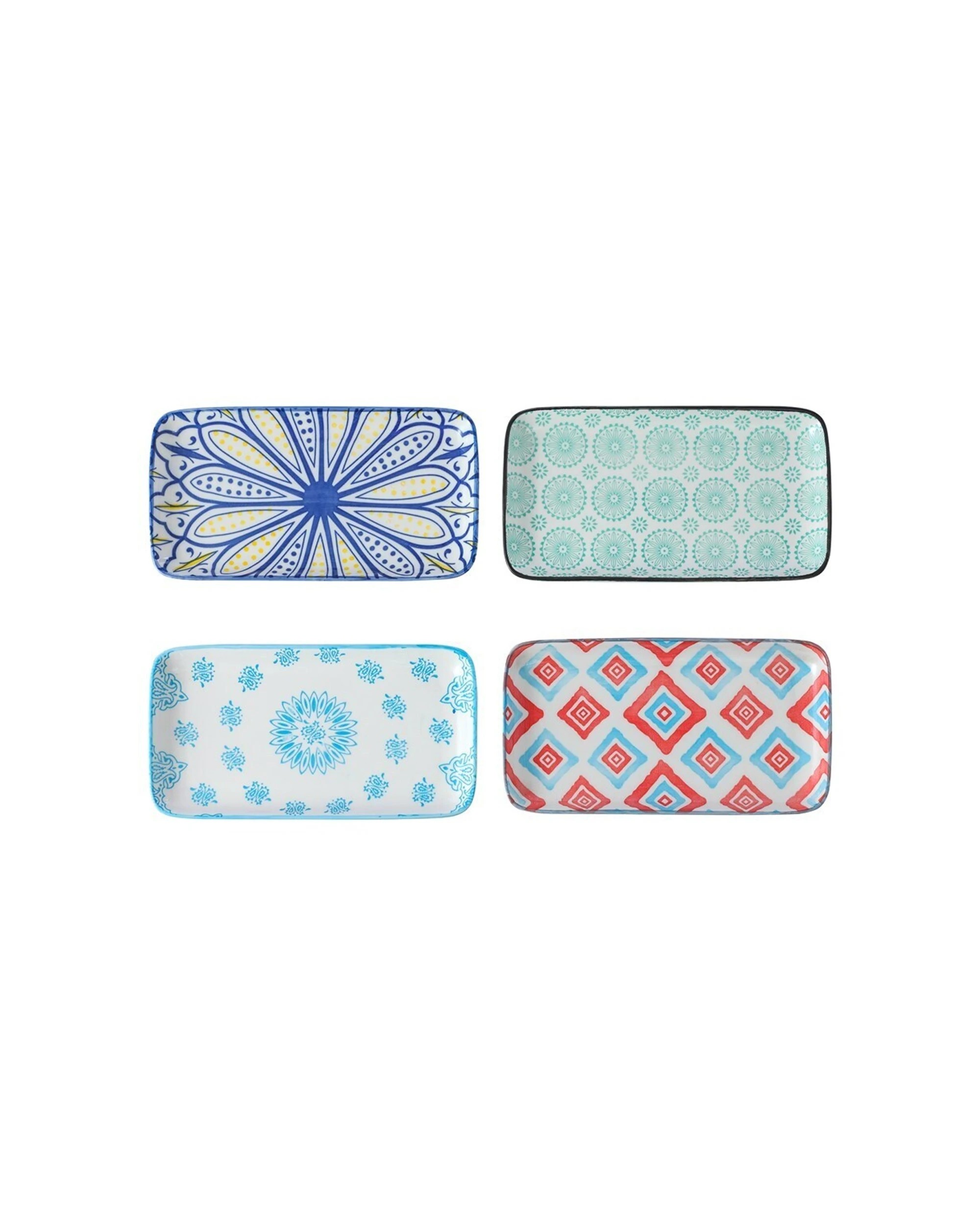 Lemon & Lime 4PK Moroccan Deco Ceramic Rectangle Platter 20.5x11cm ...
