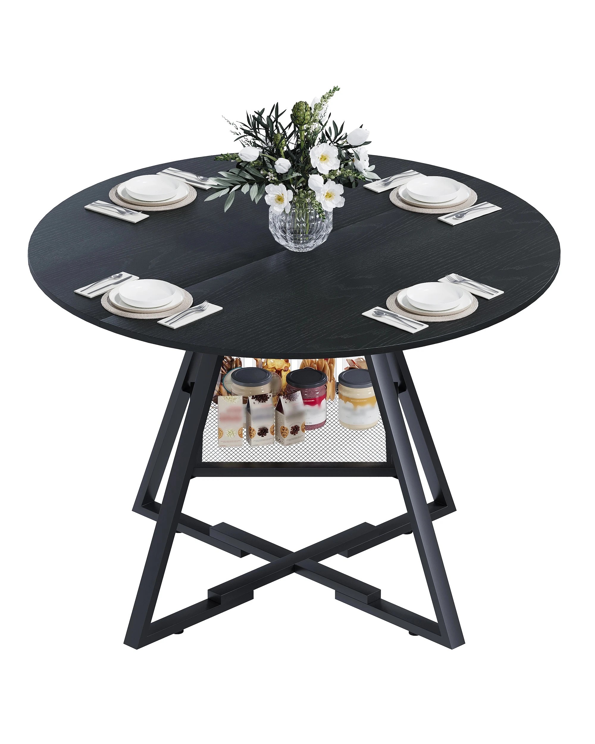 Ufurniture Round Dining Table For 4-6 Circle Dining Dinner Table With ...