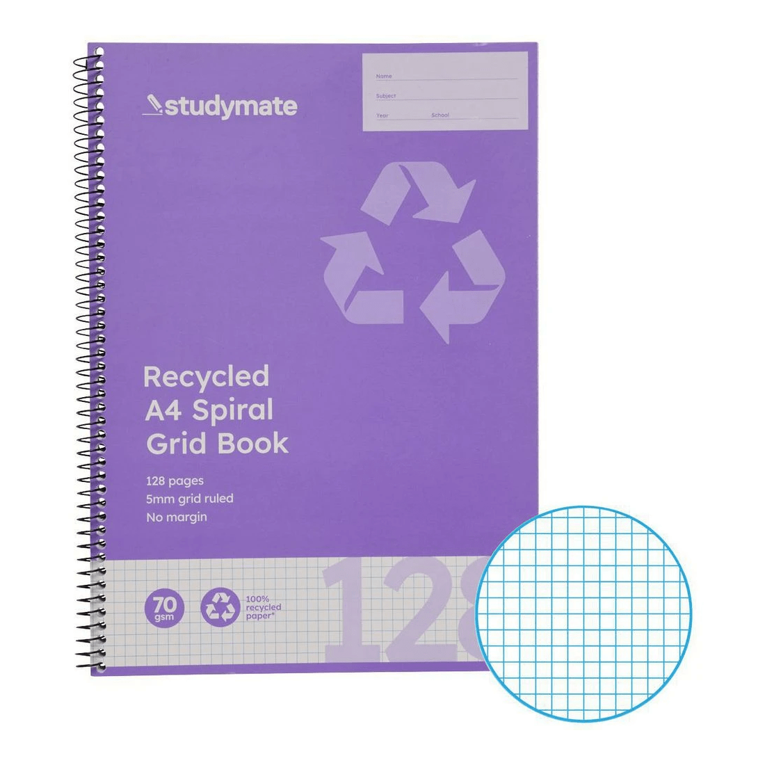 Studymate A4 Spiral Grid Notebook 128 Page - Kmart