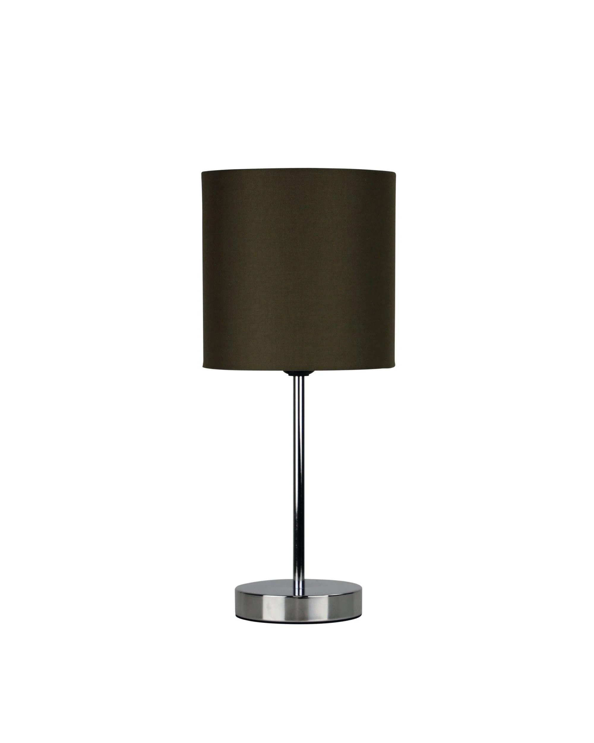 Oriel Lighting Zola Table Lamp, Chrome Base with Taupe Shade, 41 cm ...